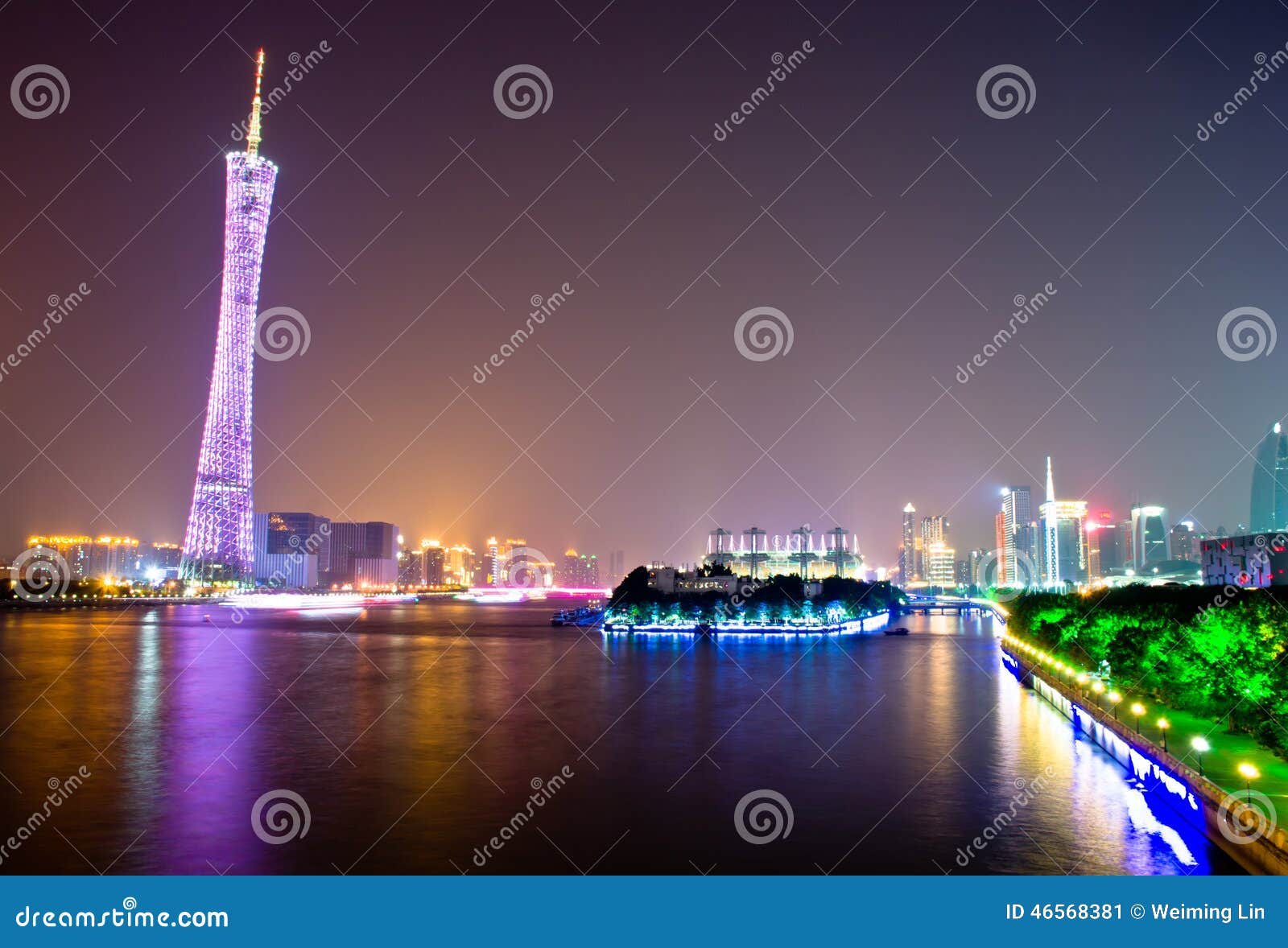 Canton tower in the night. editorial photo. Image of guangzhou - 46568381