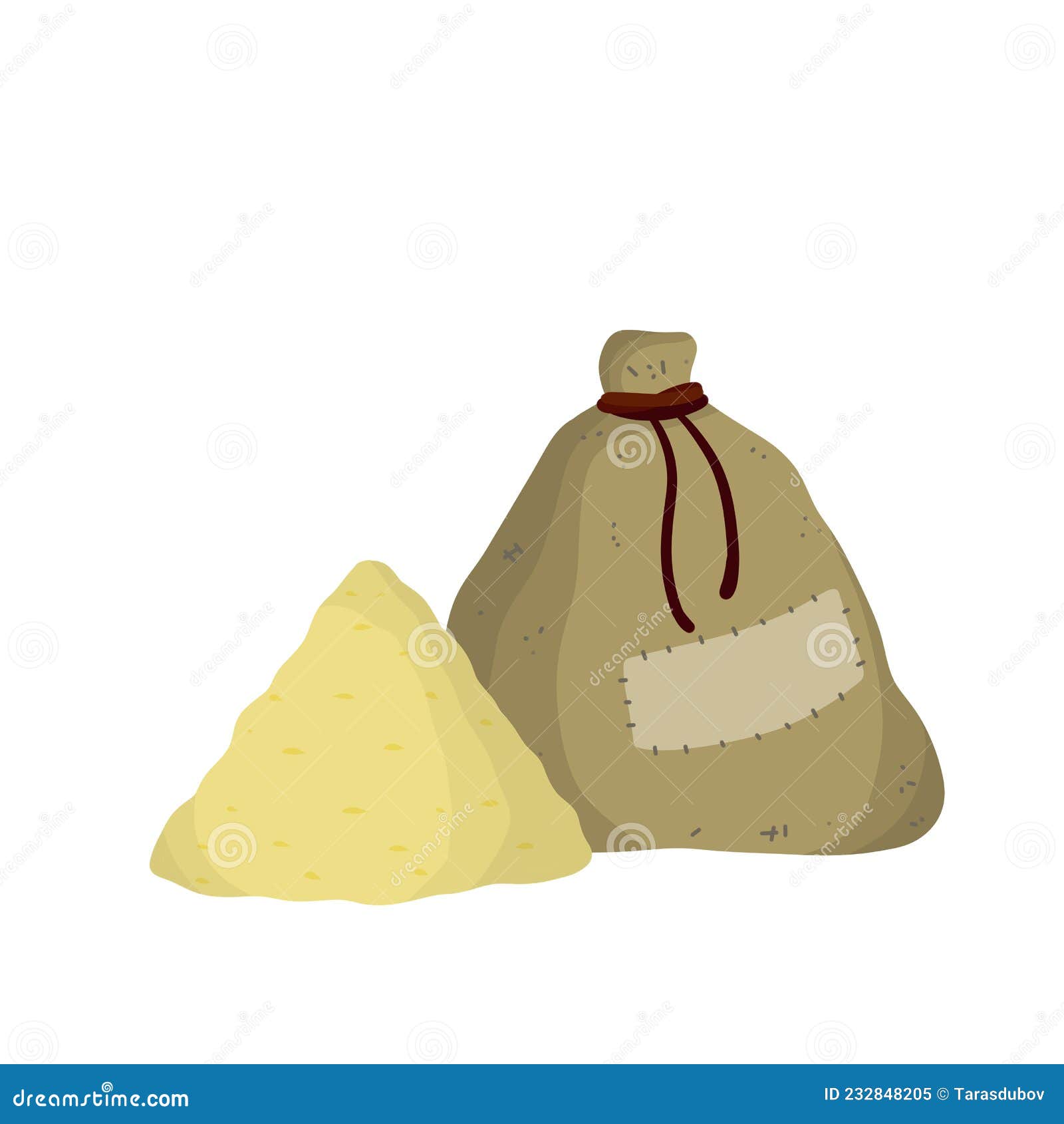 Canvas Burlap Bag. Cartoon Flat Illustration. Rustic Element for Mill ...
