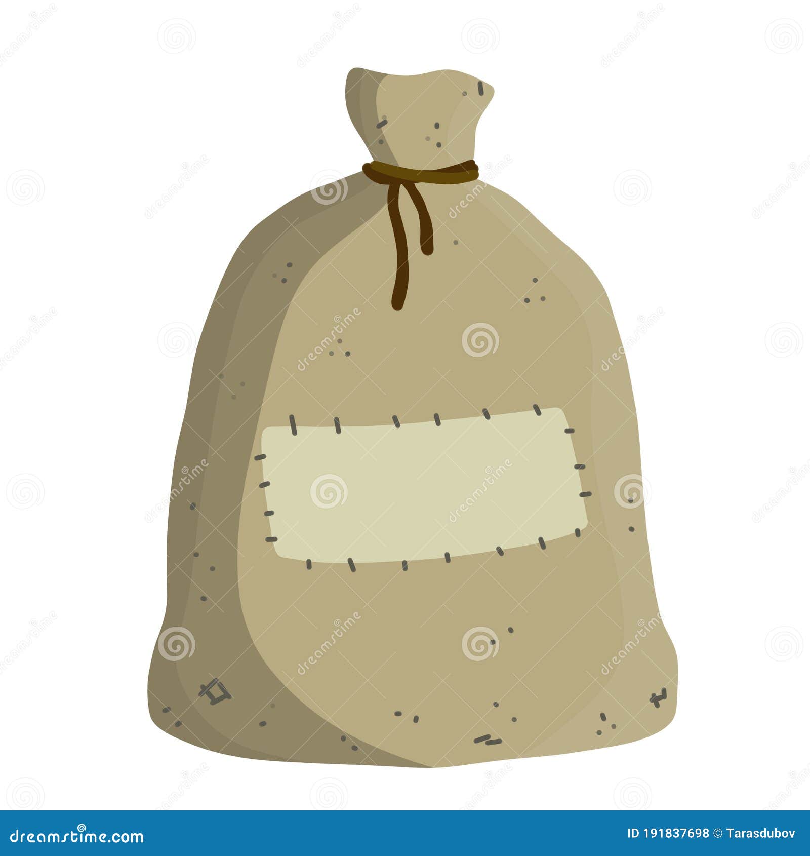 Canvas Burlap Bag. Cartoon Flat Illustration. Rustic Element for Mill ...