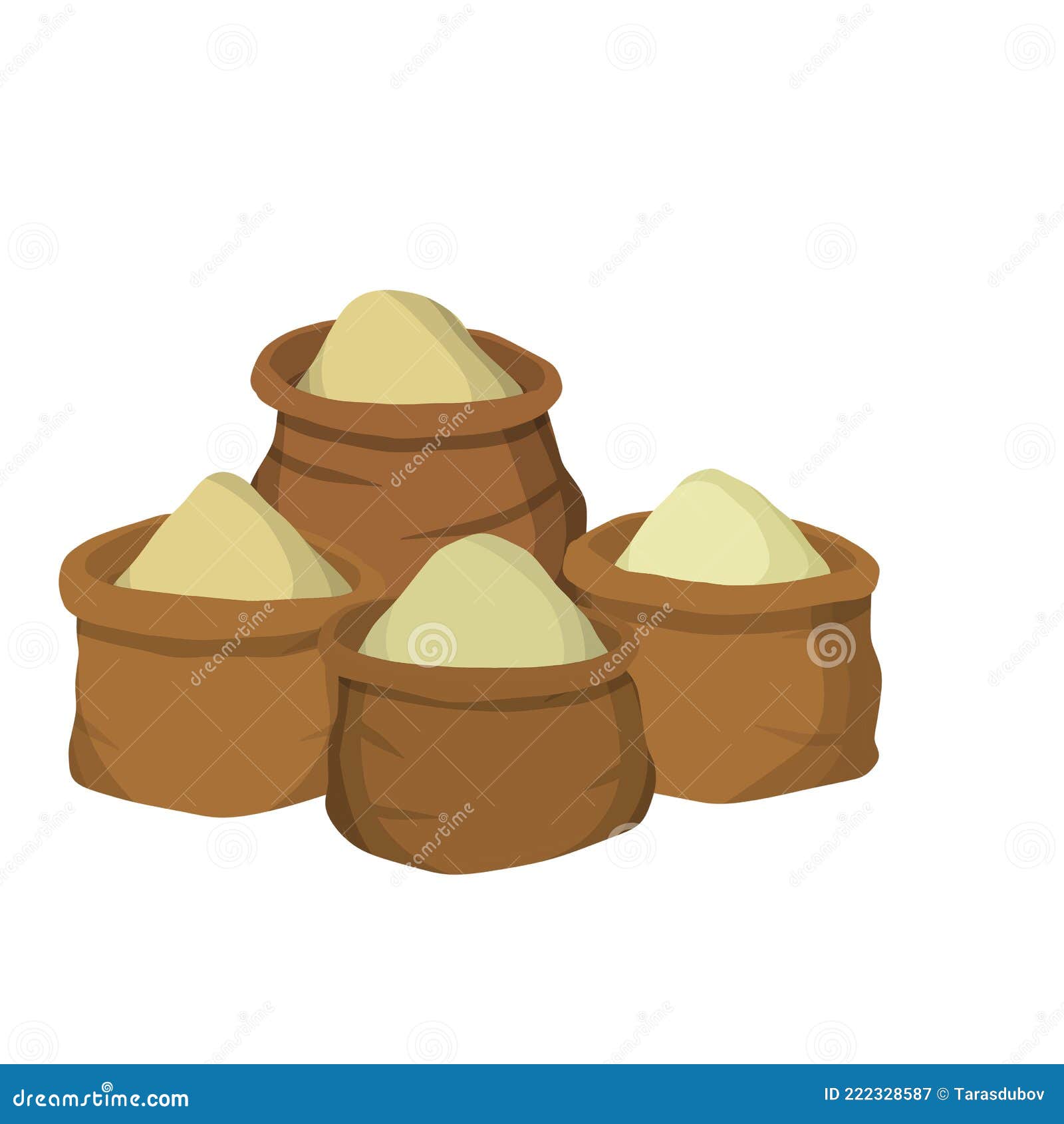 Canvas Burlap Bag. Cartoon Flat Illustration. Rustic Element for Mill ...