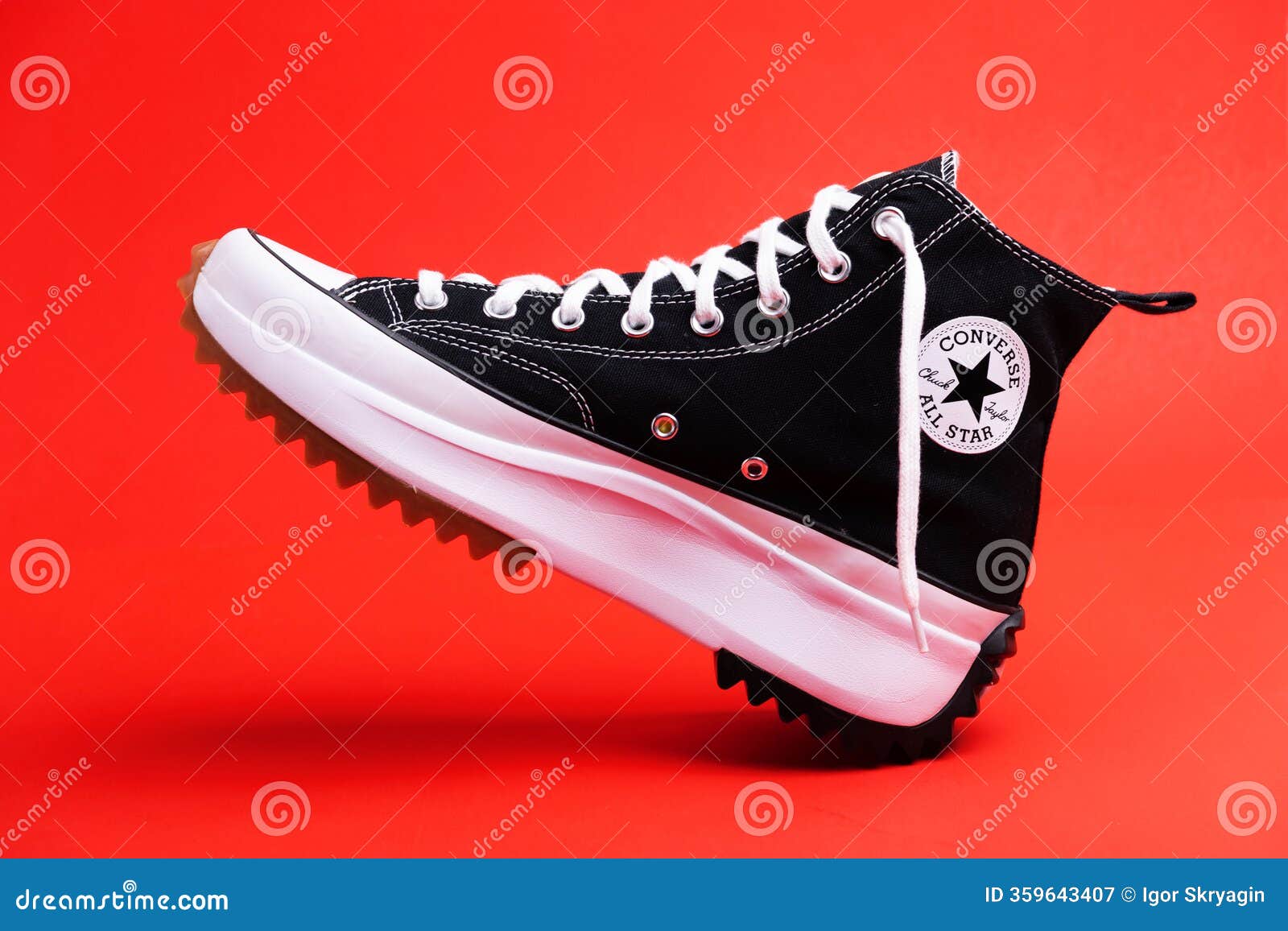 Canvas Converse Sneakers. Black with White Laces Editorial Photography ...