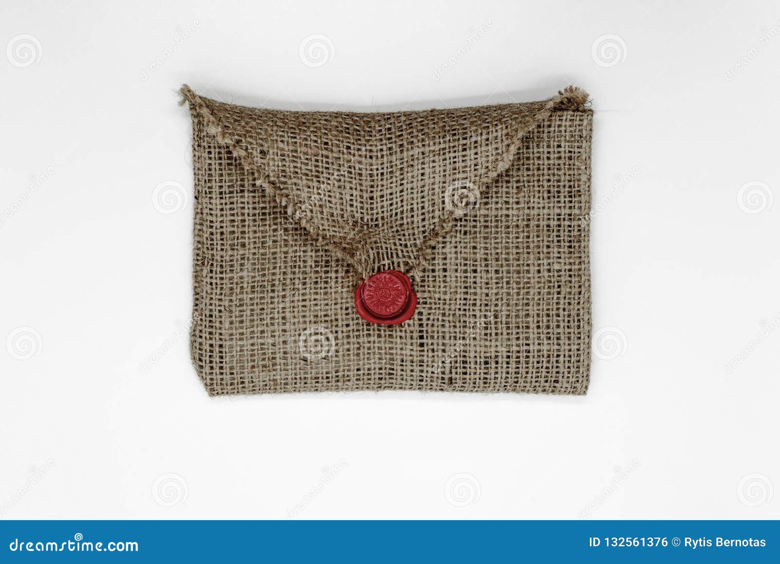 Canvas Envelope Sealed with Red Wax and Isolated on White Background ...