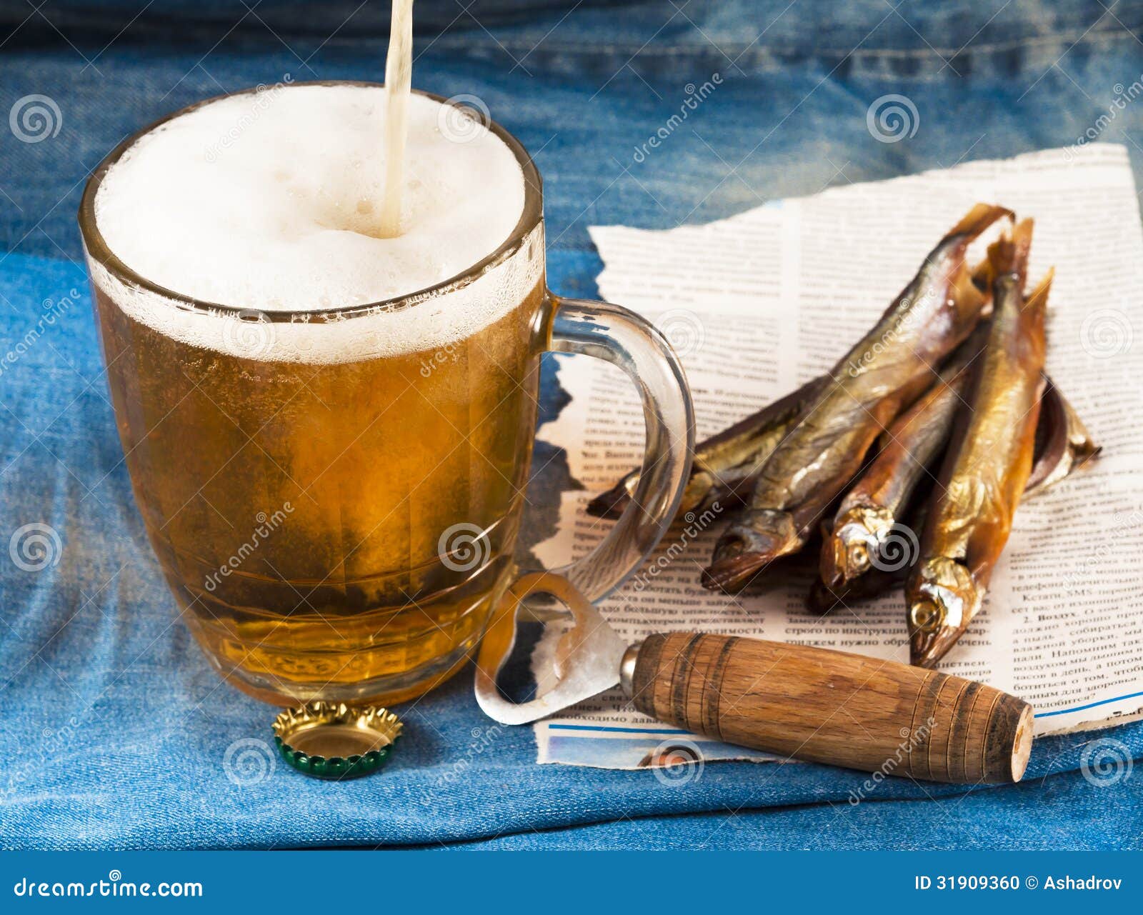 Canvas, Glass of Beer, Salty Fish Stock Photo - Image of beige, eating ...