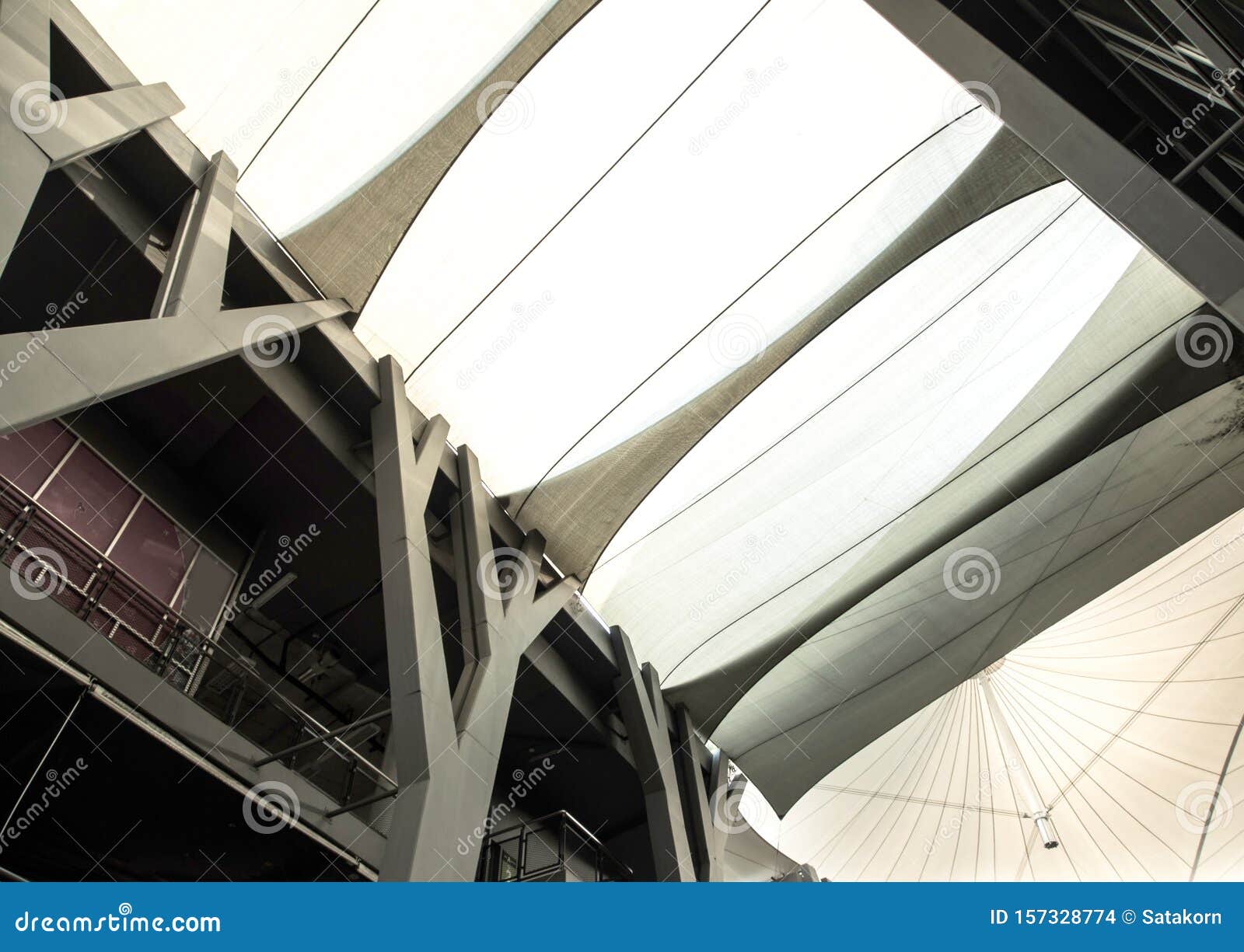 Canvas Roof and the Large Structure Stretched between Buildings Stock ...