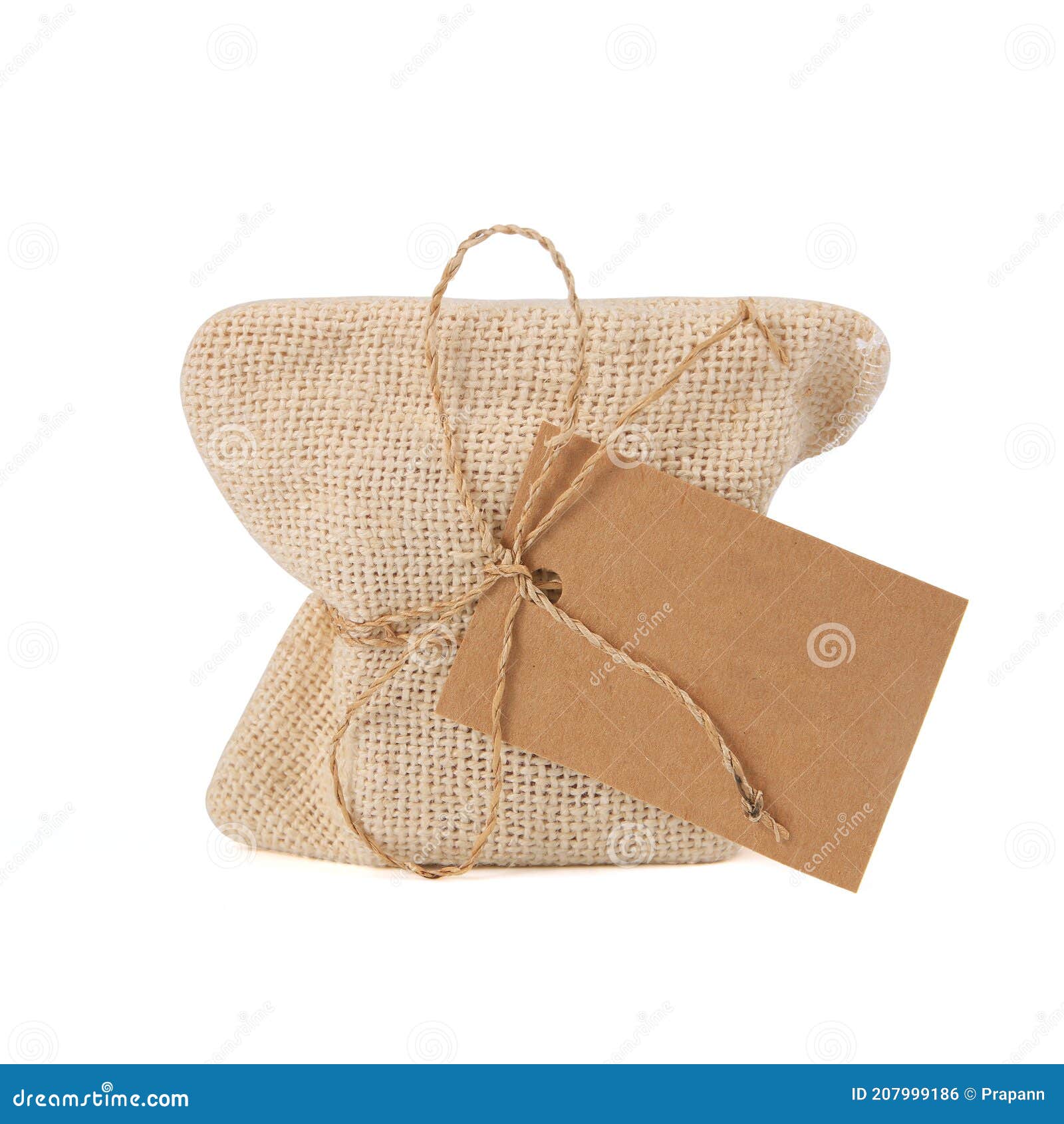 Canvas Sack with Blank Label Stock Photo - Image of linen, brown: 207999186