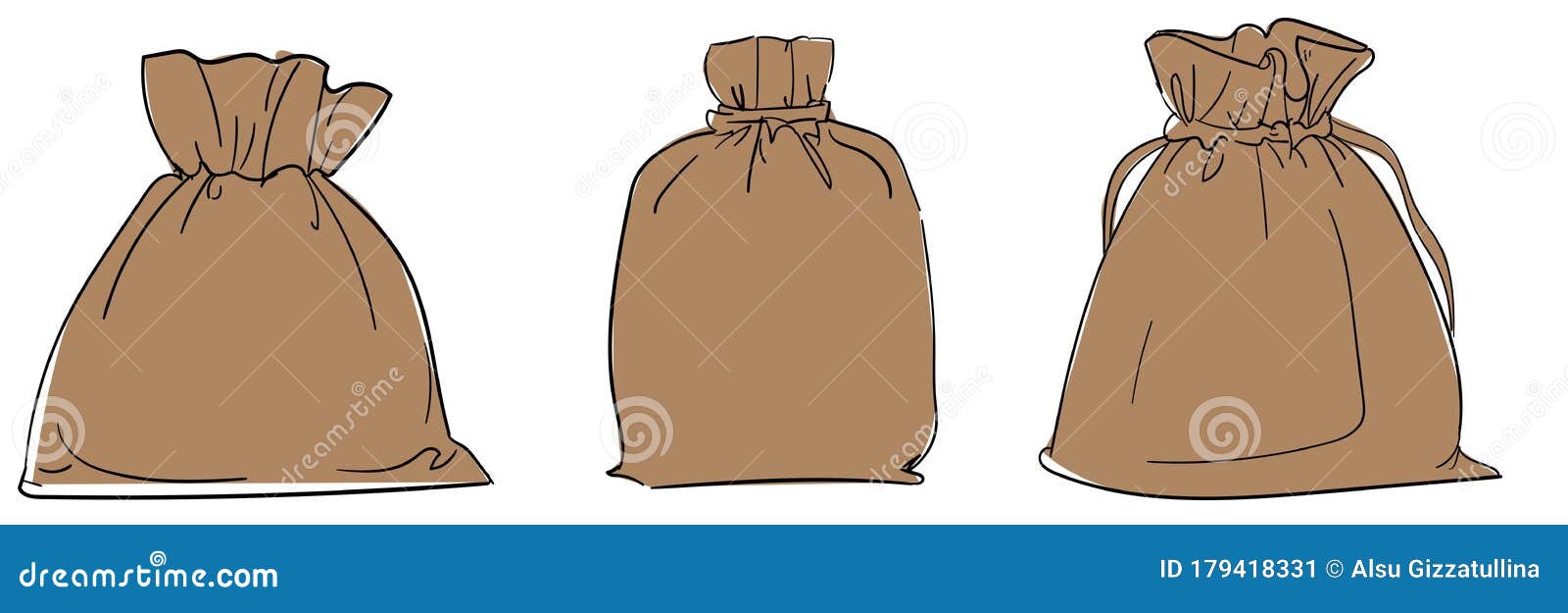 Canvas Sack Set. Sketch Bag. Illustration Vector Stock Illustration ...