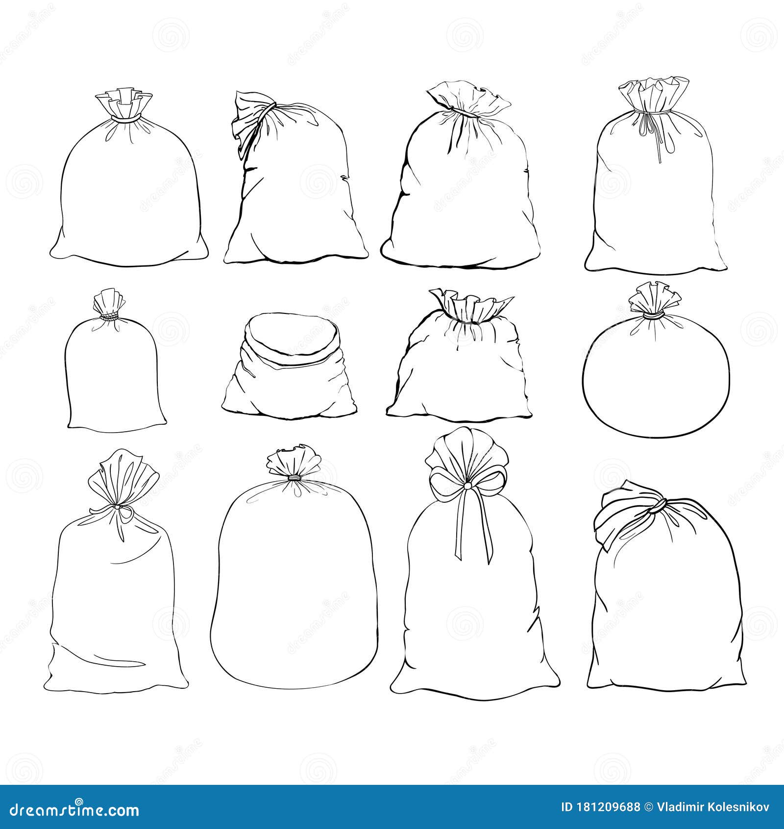 Canvas Sack Vector. Canvas Bag. Illustration of a Canvas Sack. Set ...