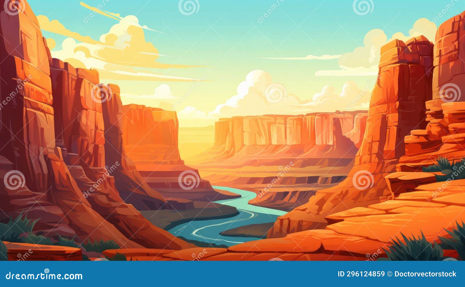 Canyon Landscape Illustration in Cartoon Style. AI Generated Stock ...