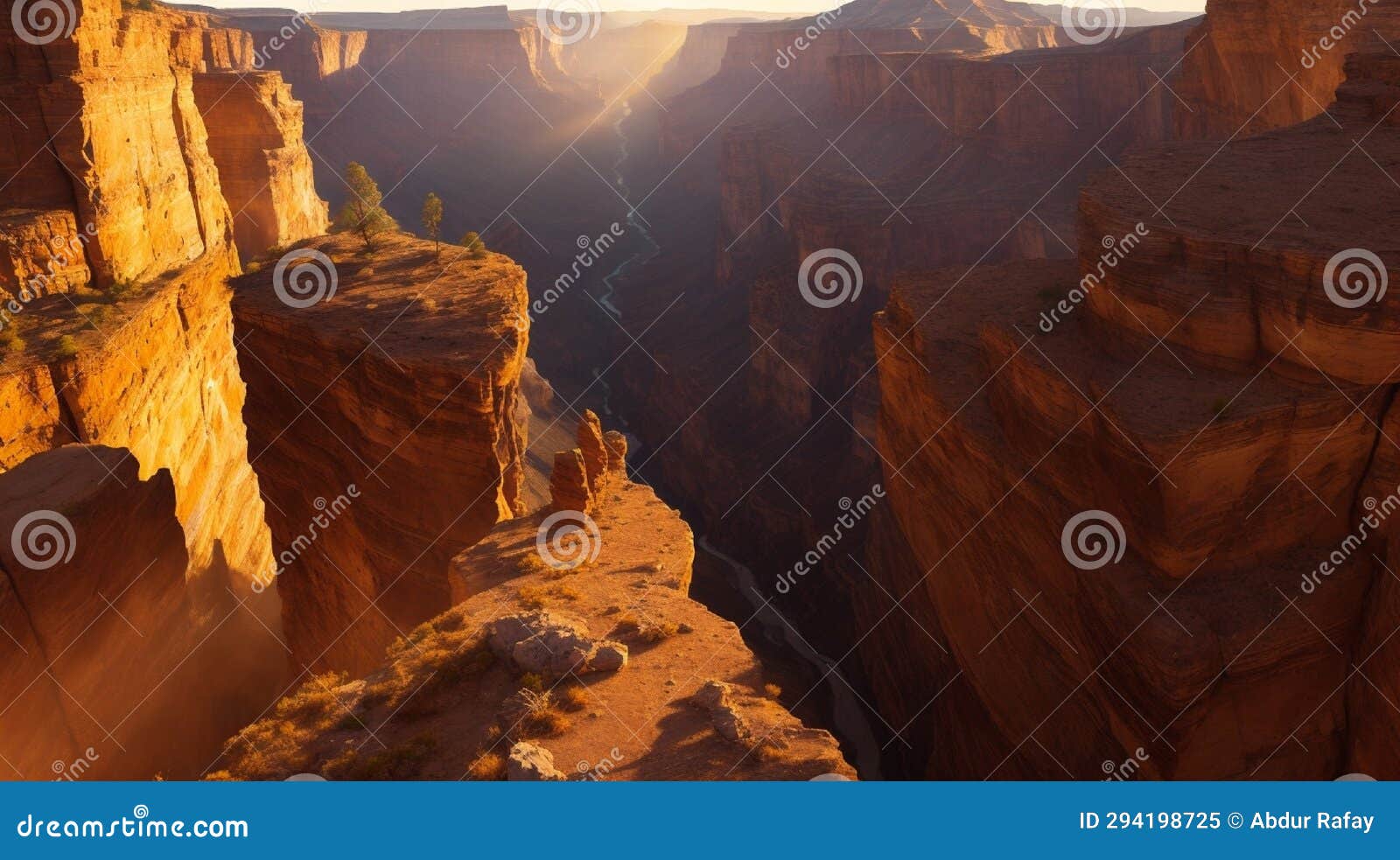 A Canyon with Layered Rocks, the Golden Light Highlighting Their ...