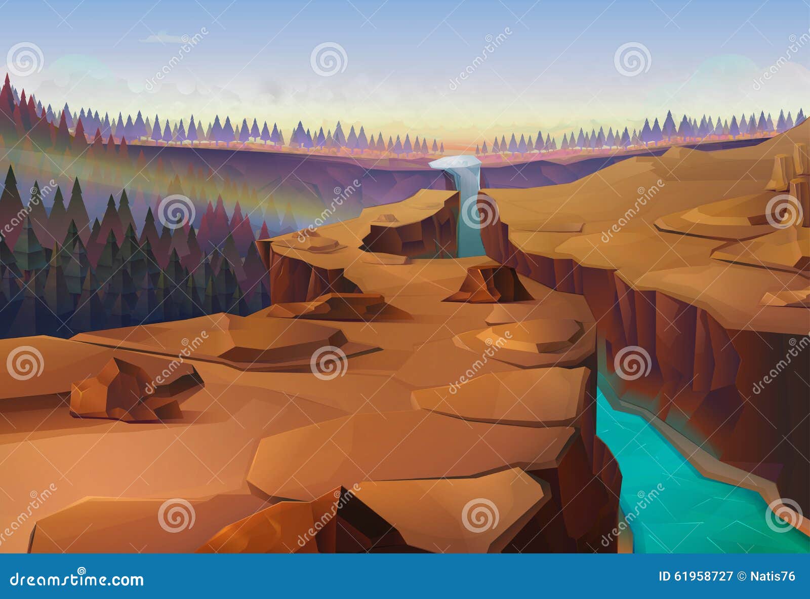 Canyon Nature Background Cartoon Vector | CartoonDealer.com #61958727