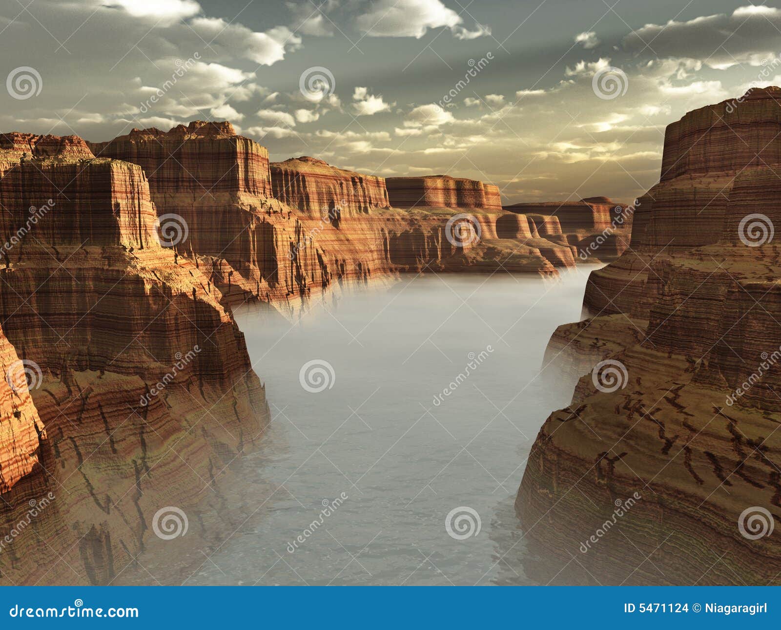 Canyon River Mist stock illustration. Illustration of mist - 5471124