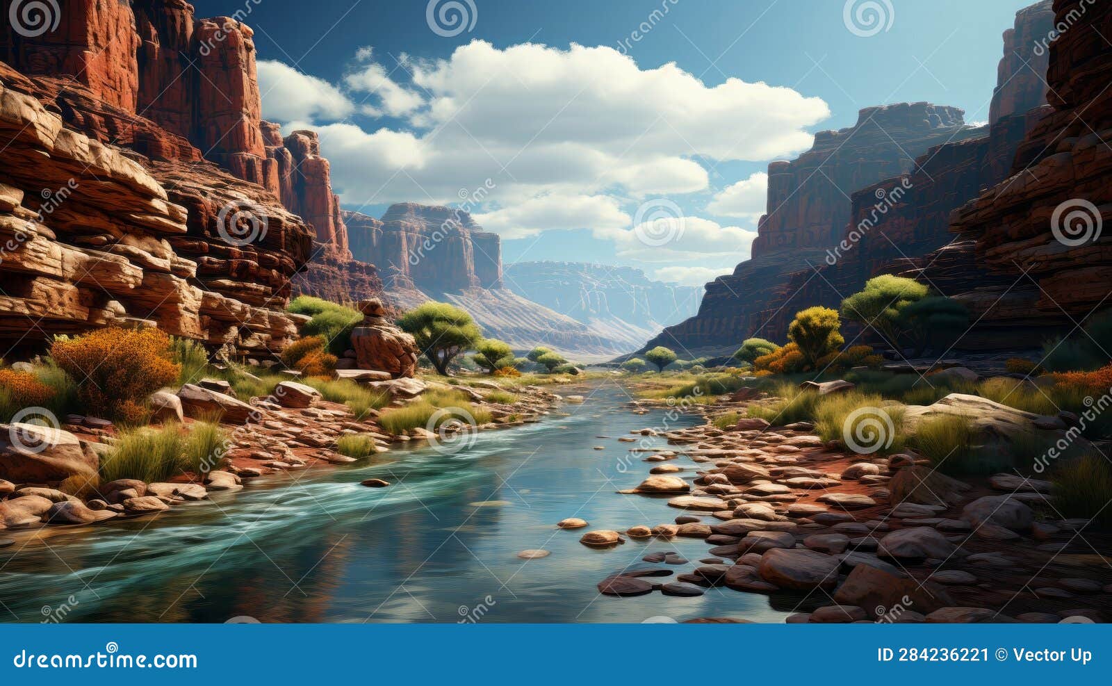 A Canyon with a River Running through it. Generative AI. Stock ...