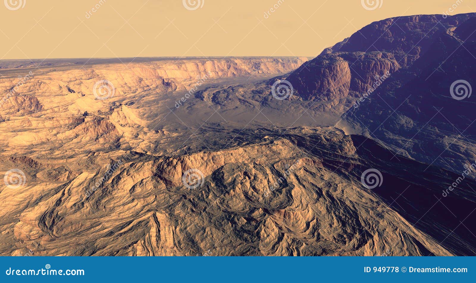 Canyon Terrain on Mars stock illustration. Illustration of space - 949778