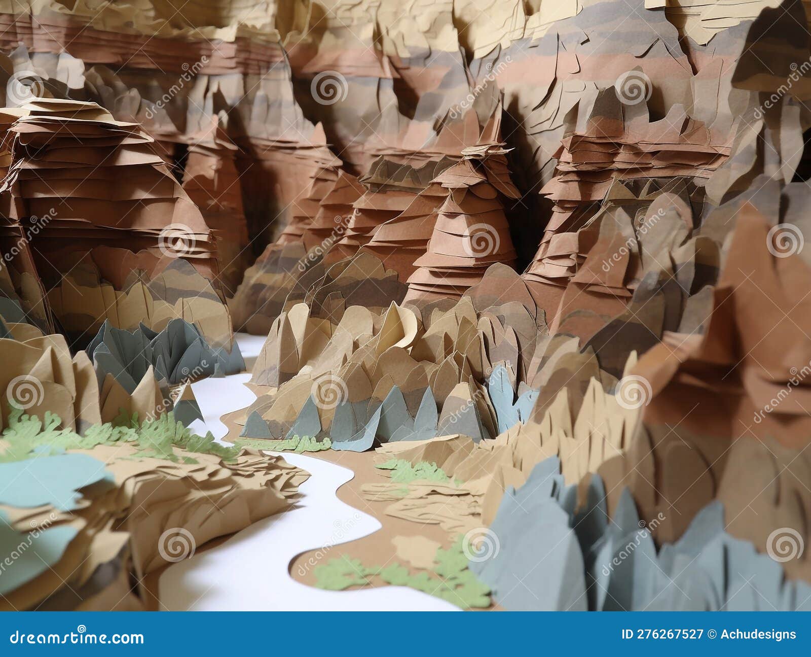 A Canyon with Torn Paper Layers for the Rocks and Cliffs Stock ...