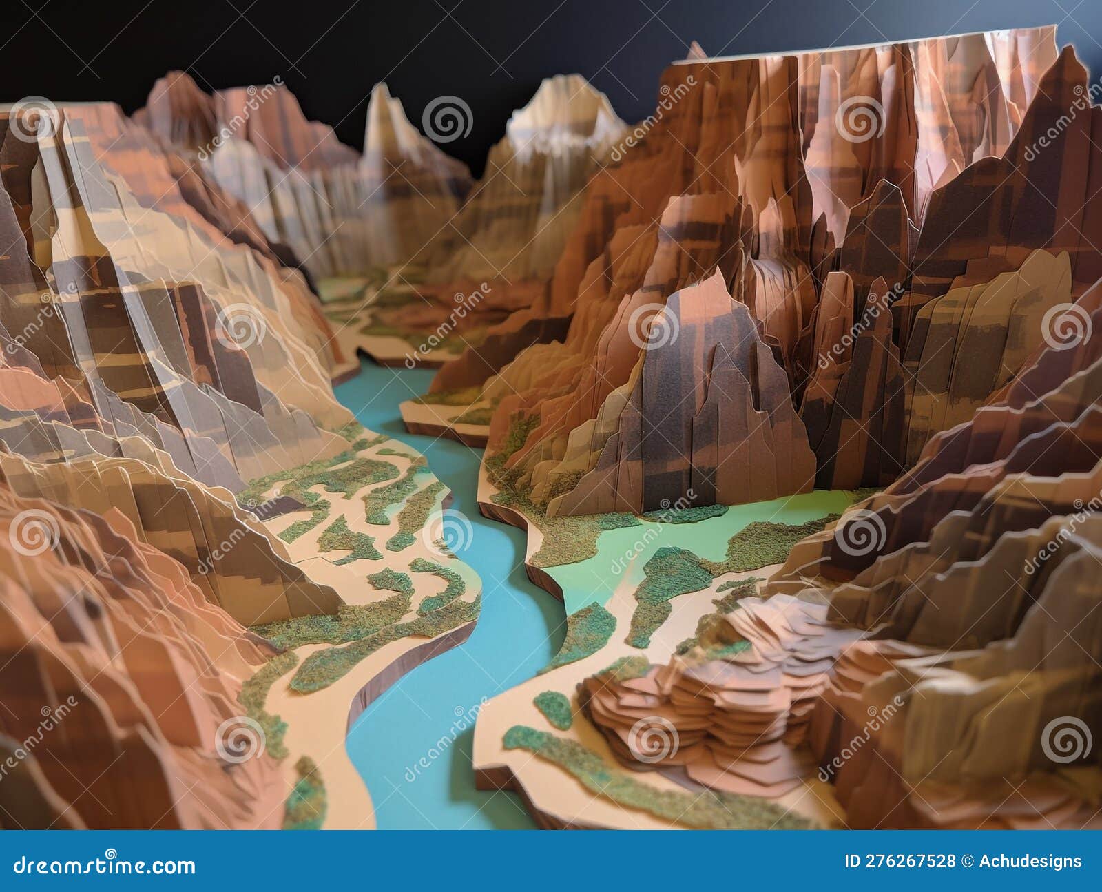 A Canyon with Torn Paper Layers for the Rocks and Cliffs Stock ...