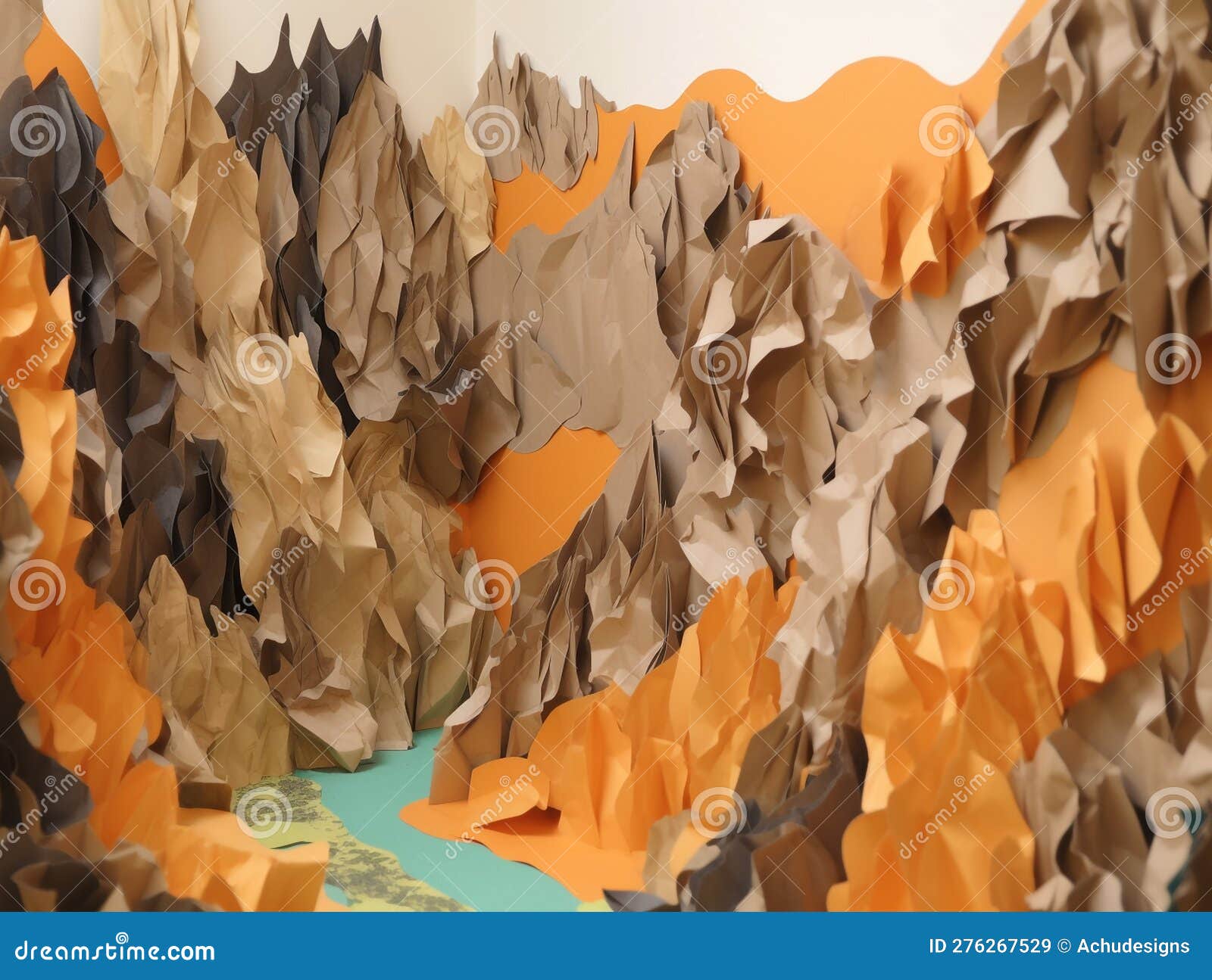 A Canyon with Torn Paper Layers for the Rocks and Cliffs Stock ...