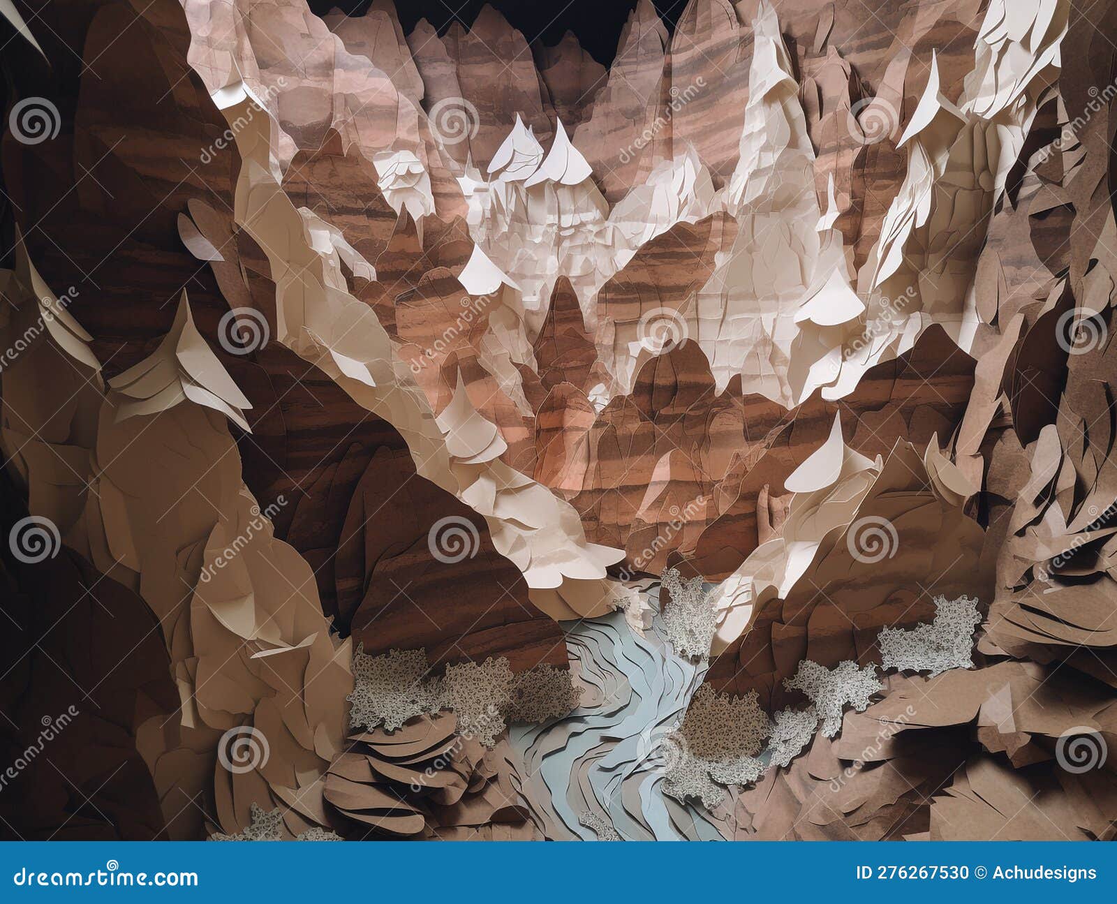 A Canyon with Torn Paper Layers for the Rocks and Cliffs Stock ...