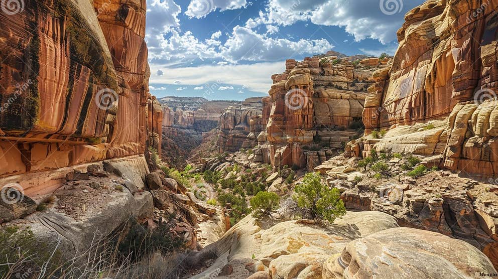 A Canyon with Trees and Rocks Stock Image - Image of plants, journey ...