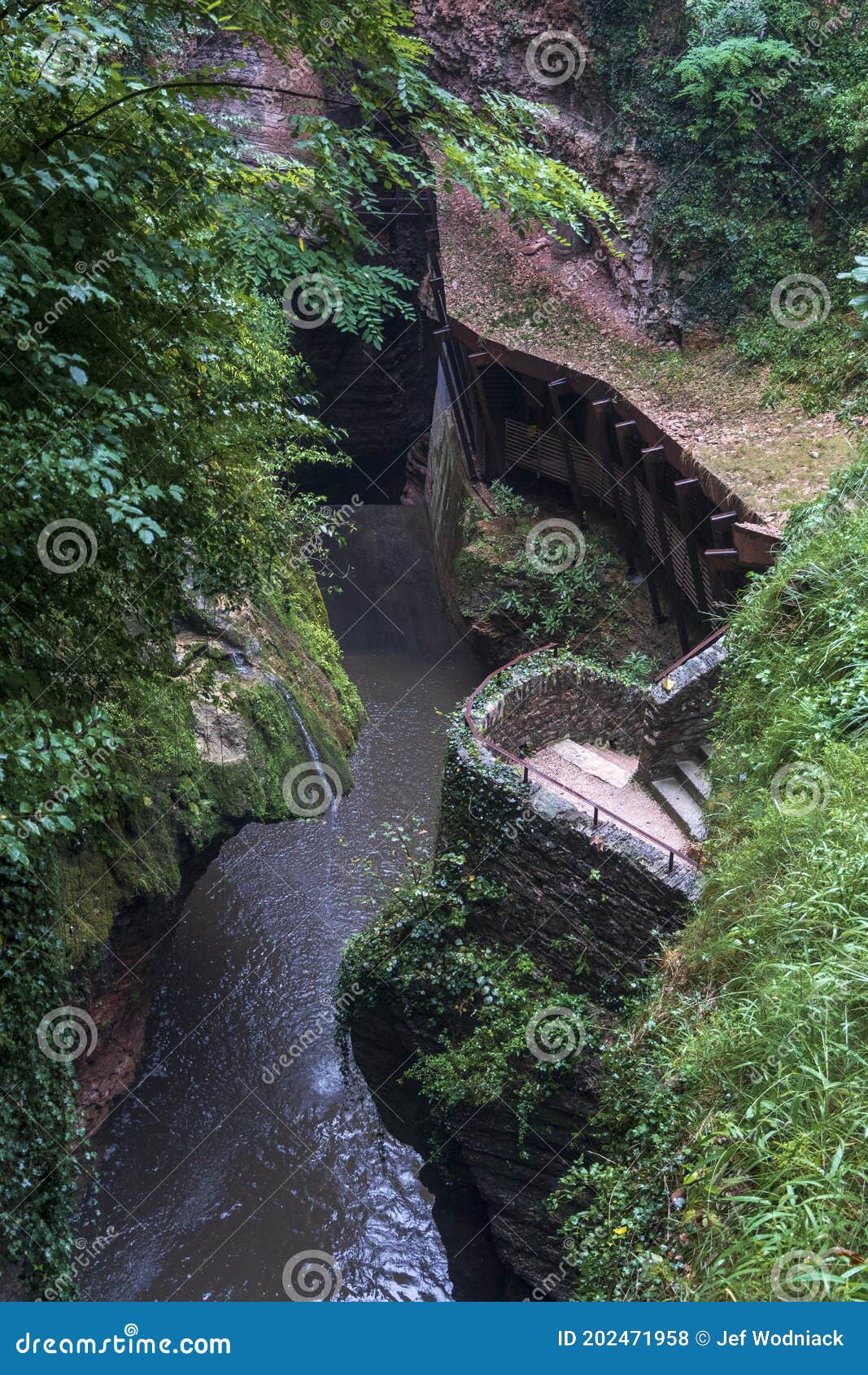 Canyon and Waterfall at Orrido Di Bellano in Italy. Stock Photo - Image ...