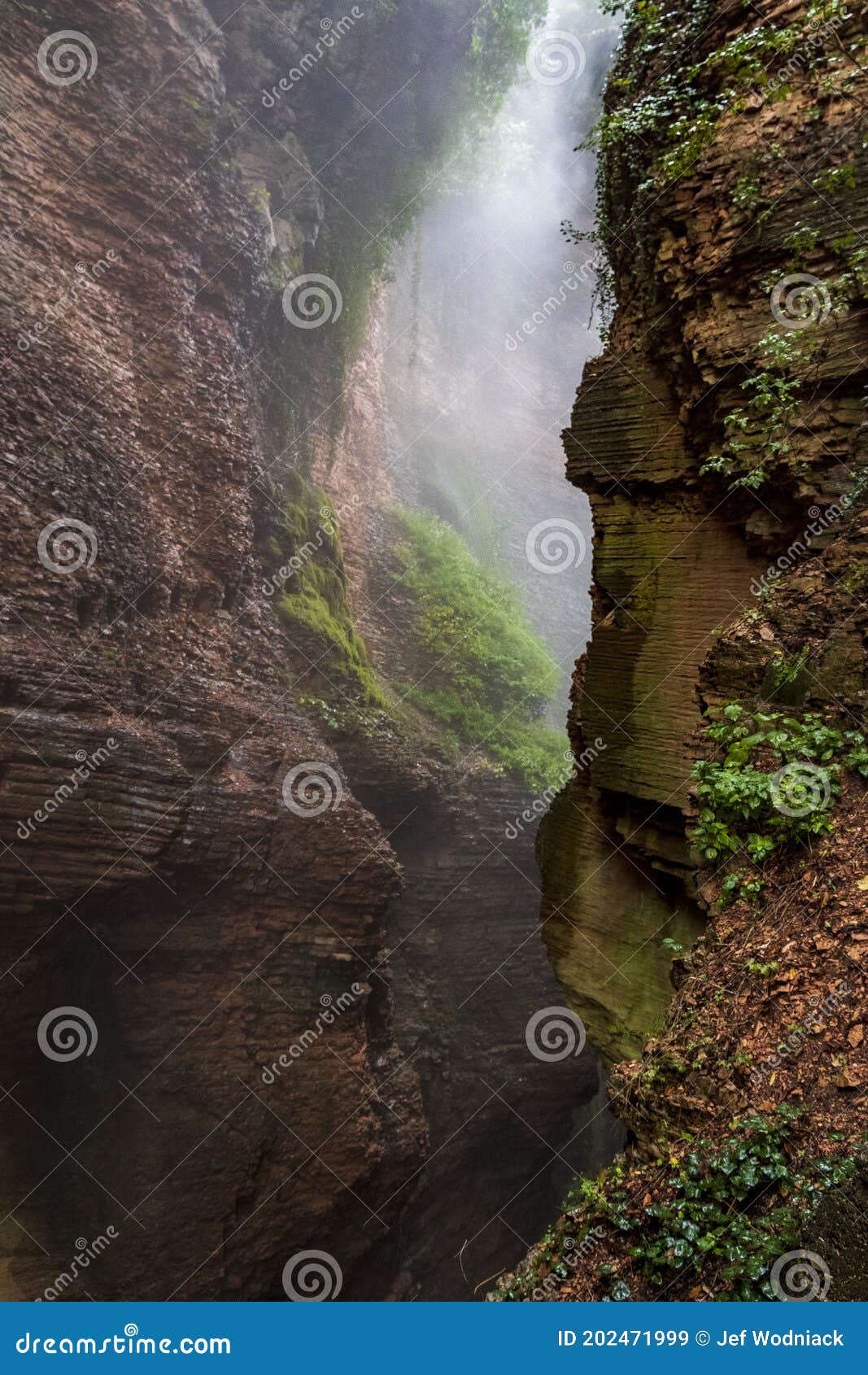 Canyon and Waterfall at Orrido Di Bellano in Italy. Stock Image - Image ...