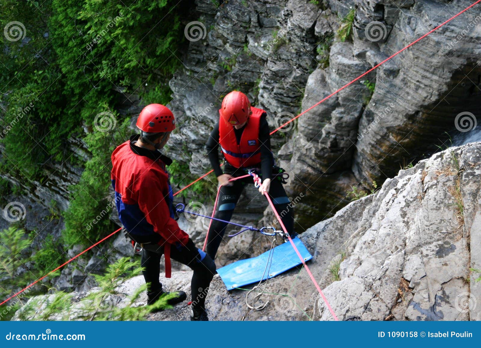 Canyoning stock photo. Image of climber, green, stone - 1090158