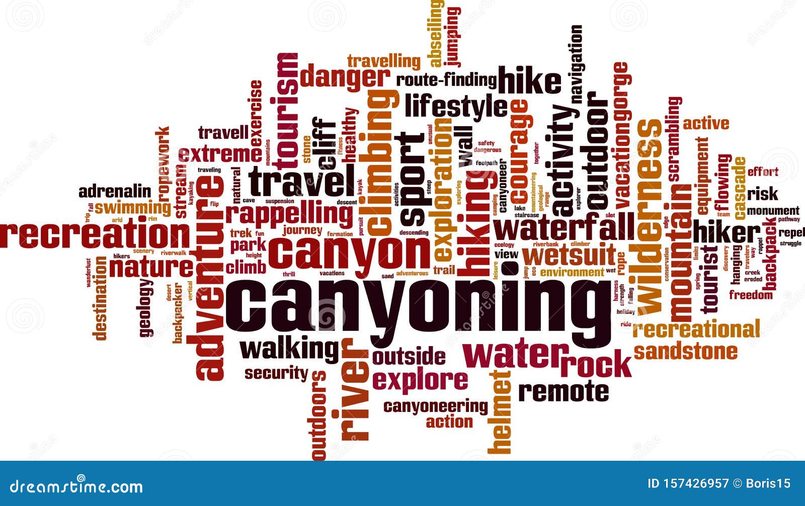 Canyoning word cloud stock vector. Illustration of abseiling - 157426957