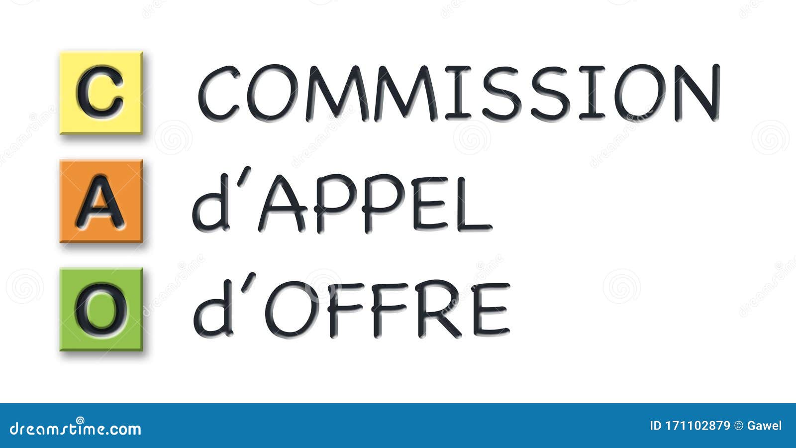 CAO Initials in Colored 3d Cubes with Meaning in French Language Stock ...