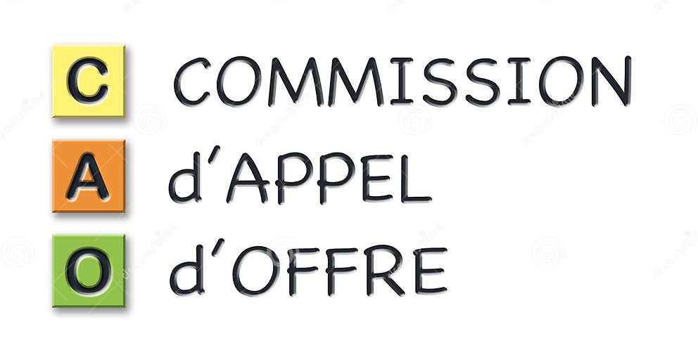CAO Initials in Colored 3d Cubes with Meaning in French Language Stock ...