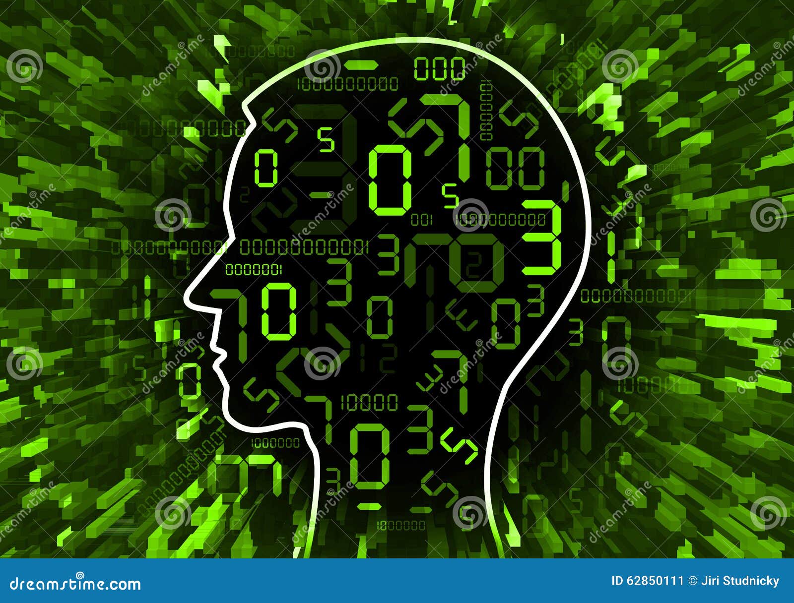 Caos Della Testa Umana Dei Numeri Digitali Illustrazione di Stock ...