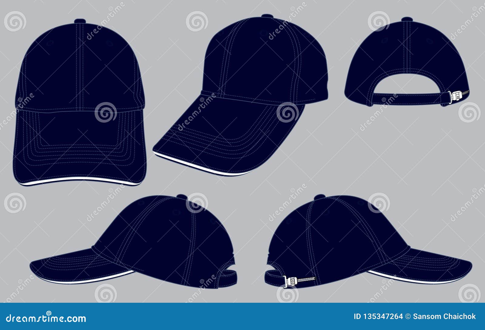 Navy Blue Baseball Cap with White Sandwich Brim Cap Design Vector Stock ...