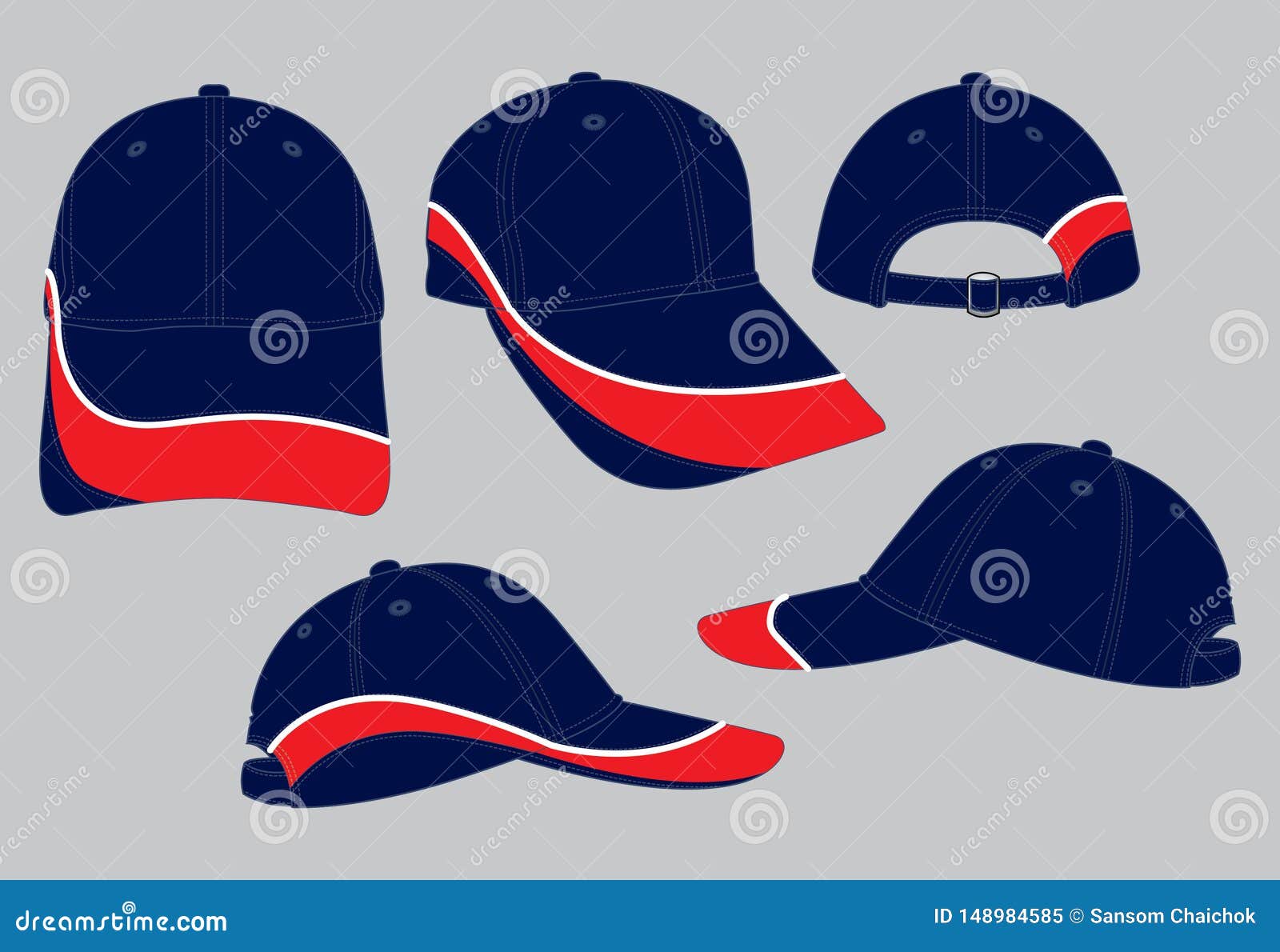Navy Blue-Red Baseball Cap Design Stock Vector - Illustration of ...