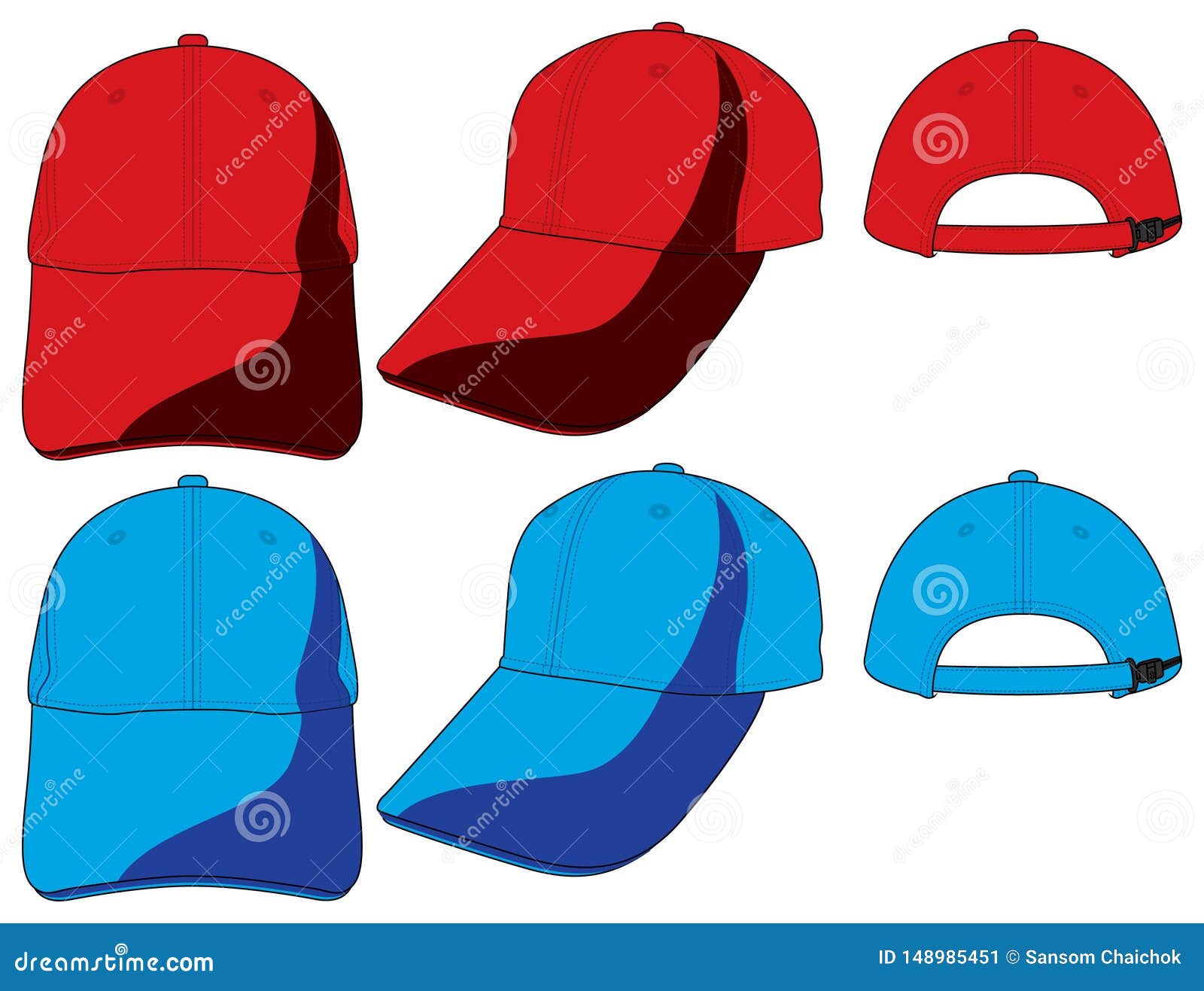 Red and Blue Baseball Cap Design Vector Stock Vector - Illustration of ...