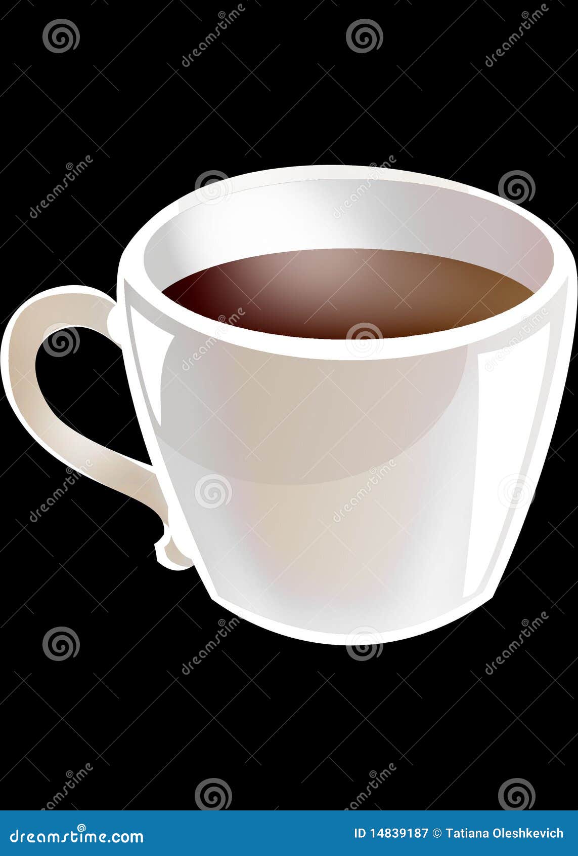 Cap of coffee on a black stock illustration. Illustration of mugs ...