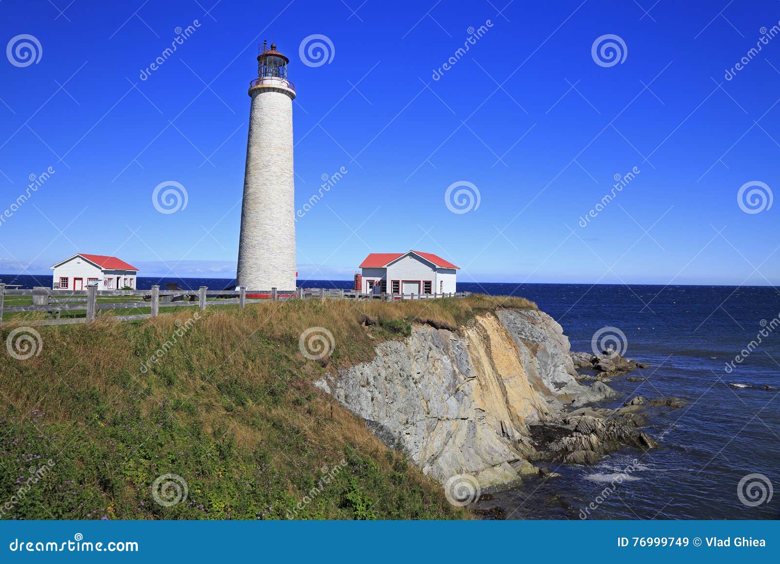 Cap Des Rosiers Lighthouse, Gaspesie, Quebec Stock Image - Image of ...