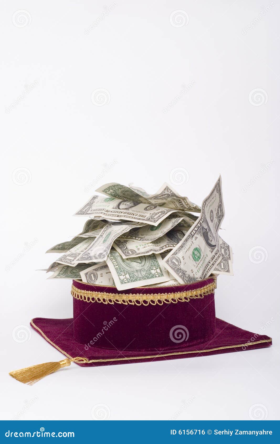 Cap with a dollars stock photo. Image of prospect, money - 6156716