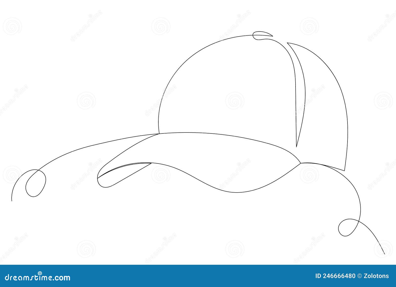 Cap Drawing in One Continuous Line, Isolated Stock Vector ...