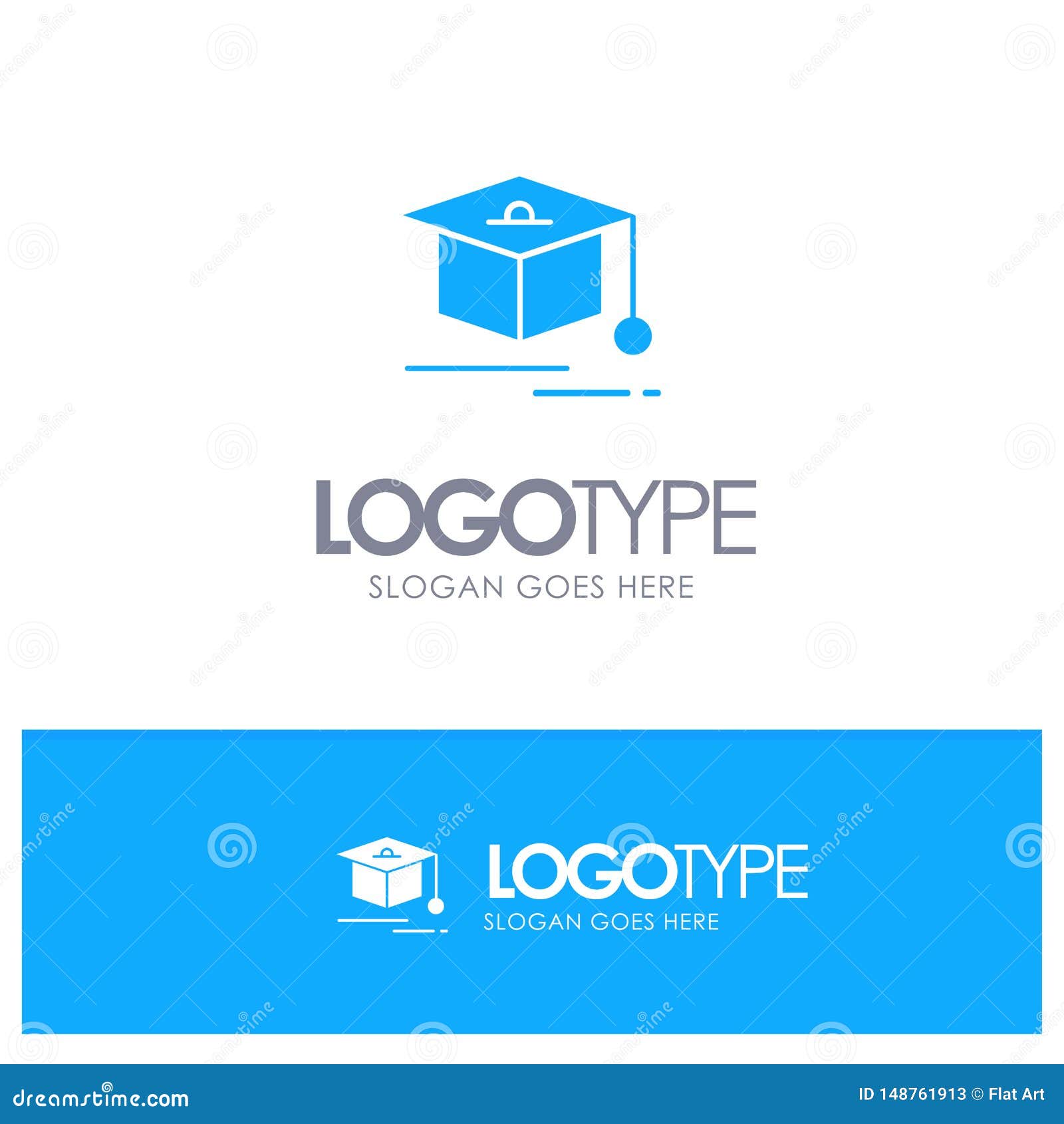 Cap, Education, Graduation Blue Solid Logo with Place for Tagline Stock ...