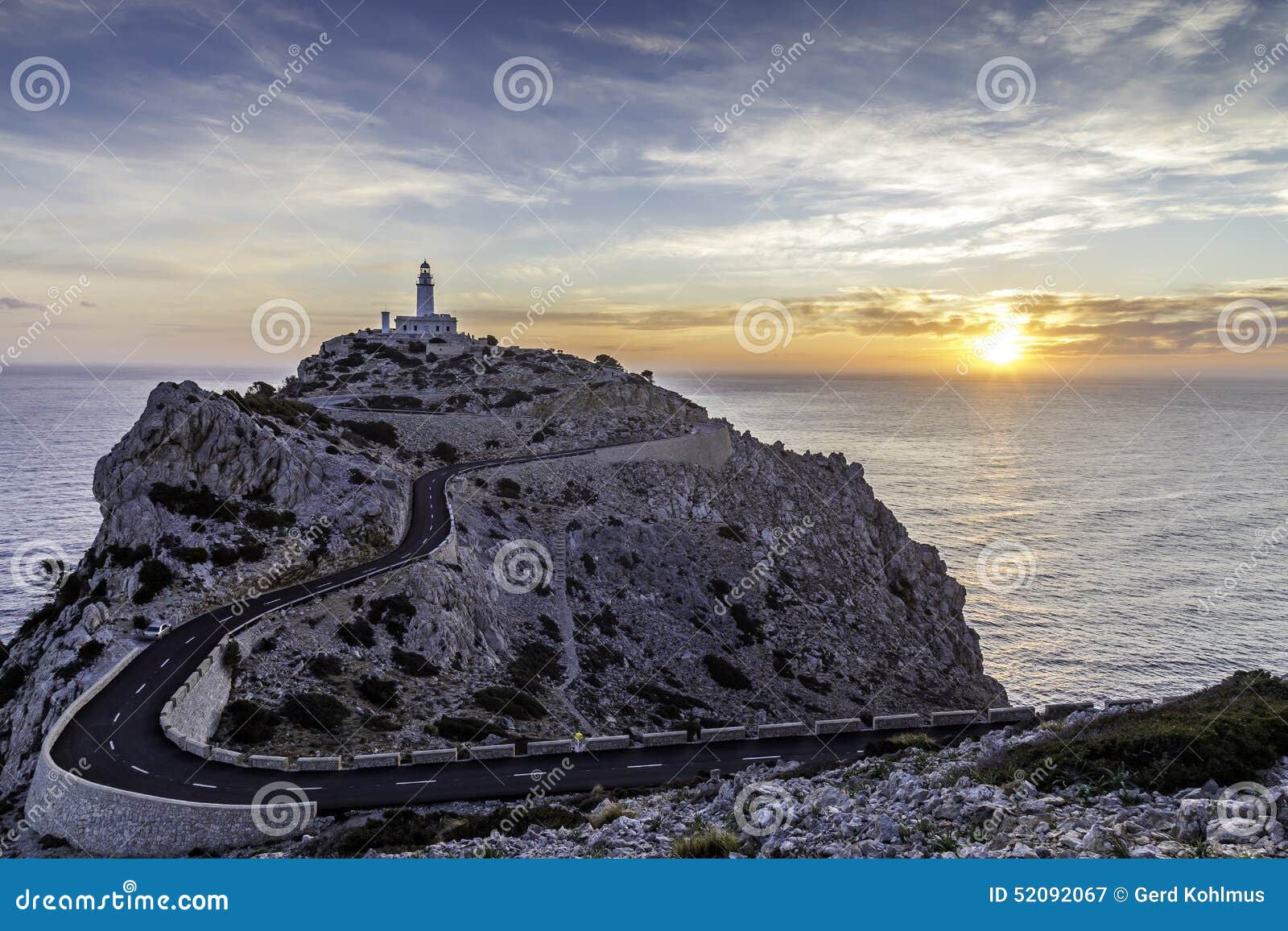 Cap Formentor lighthouse stock image. Image of street - 52092067