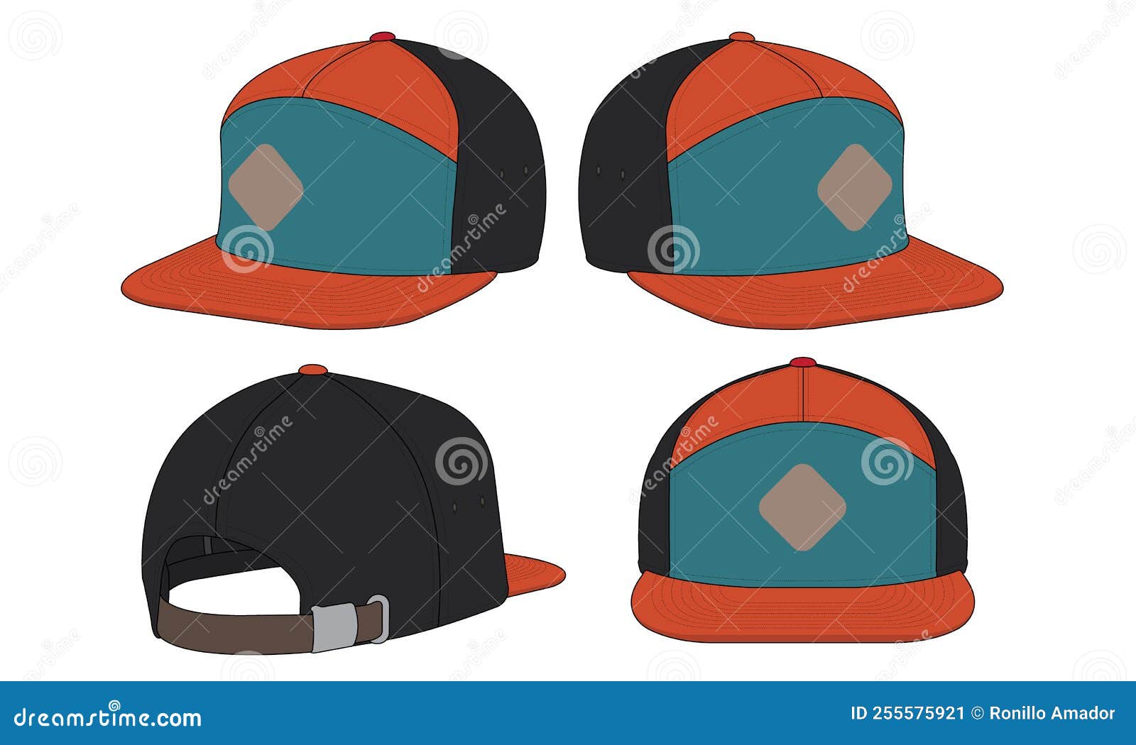 Cap Hat Template Vector Adjustable Fitted Strap Stock Vector ...