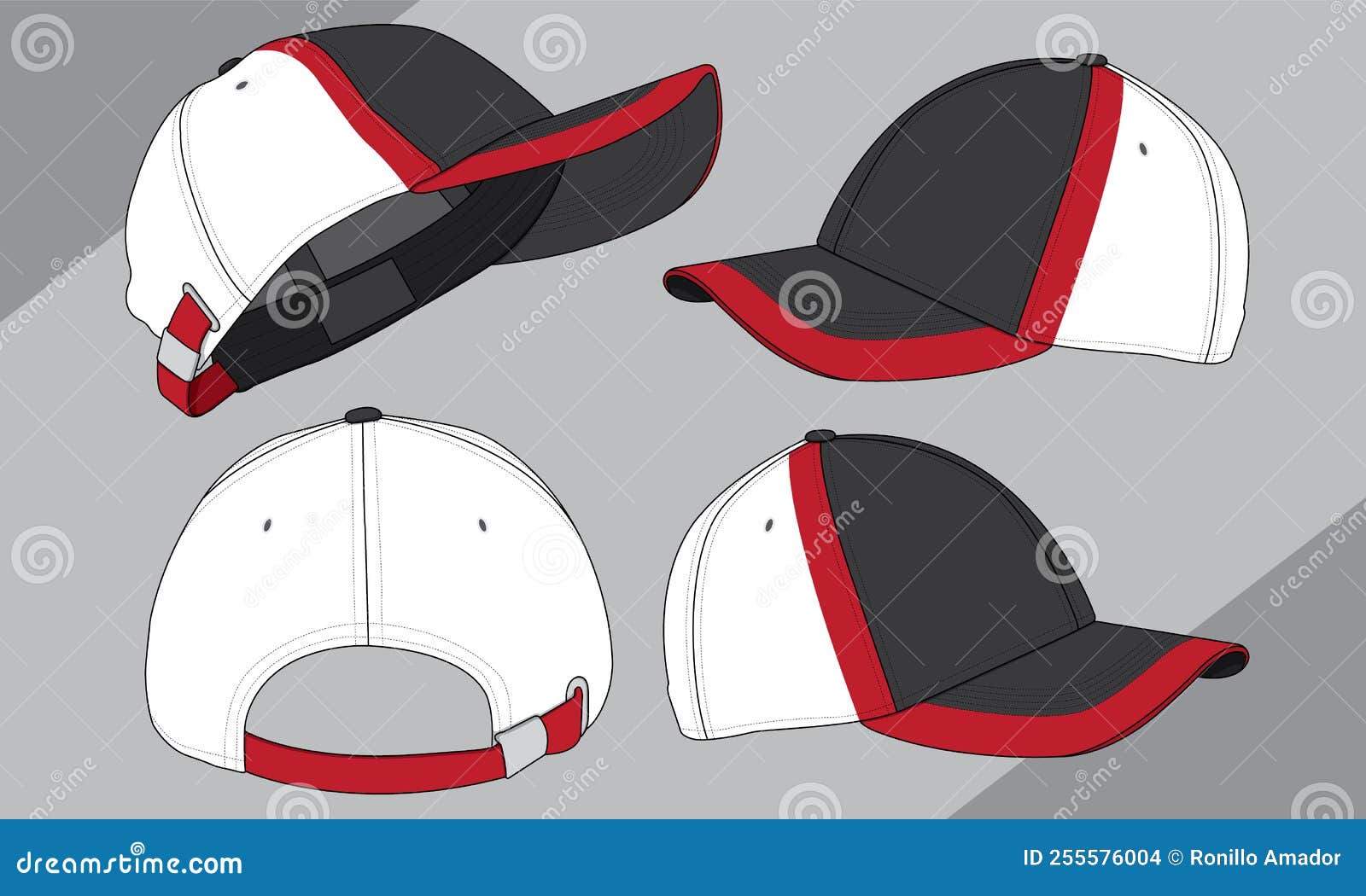 Cap Hat Template Vector Adjustable Fitted Strap Stock Vector ...