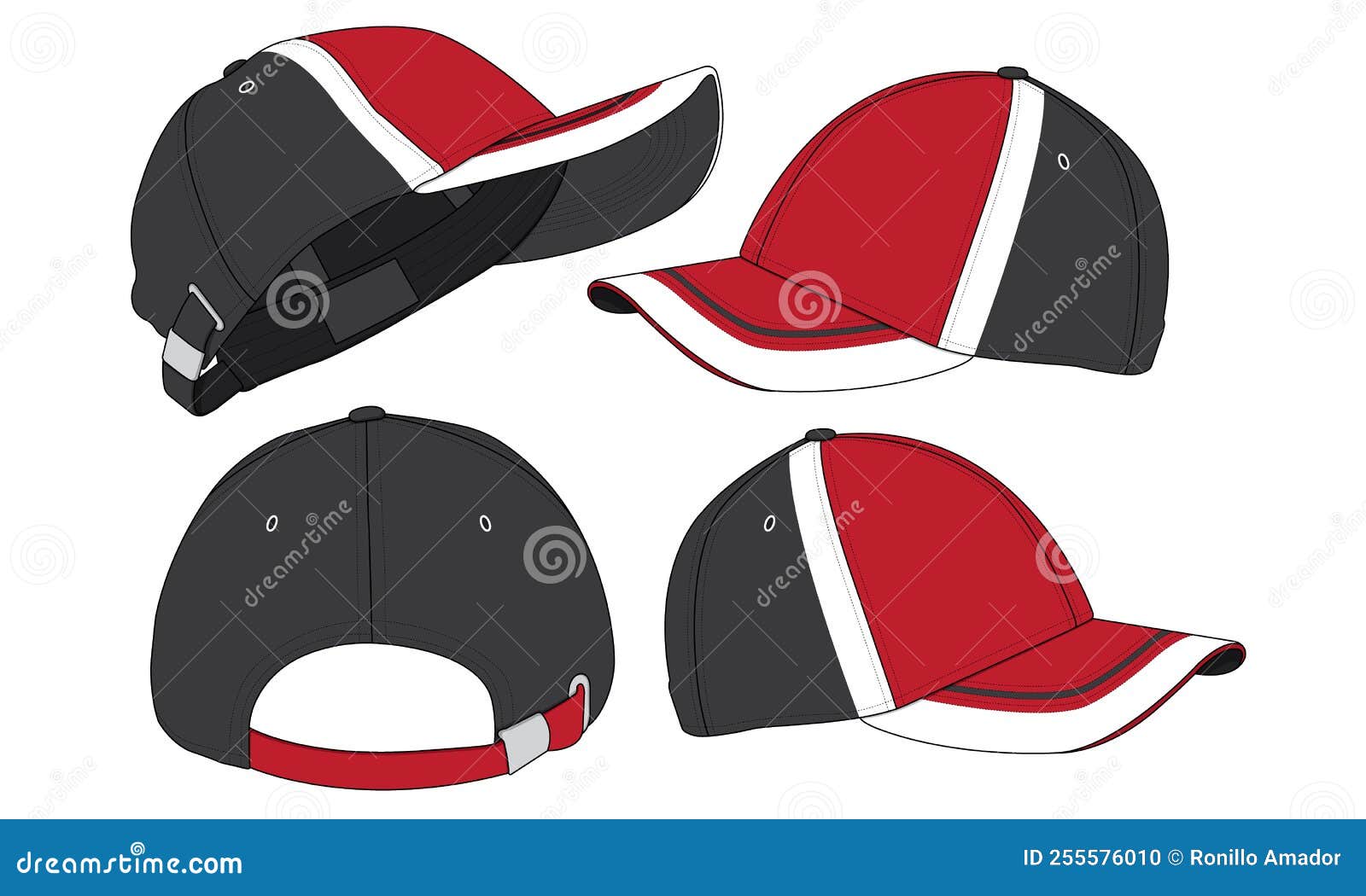 Cap Hat Template Vector Adjustable Fitted Strap Stock Vector ...