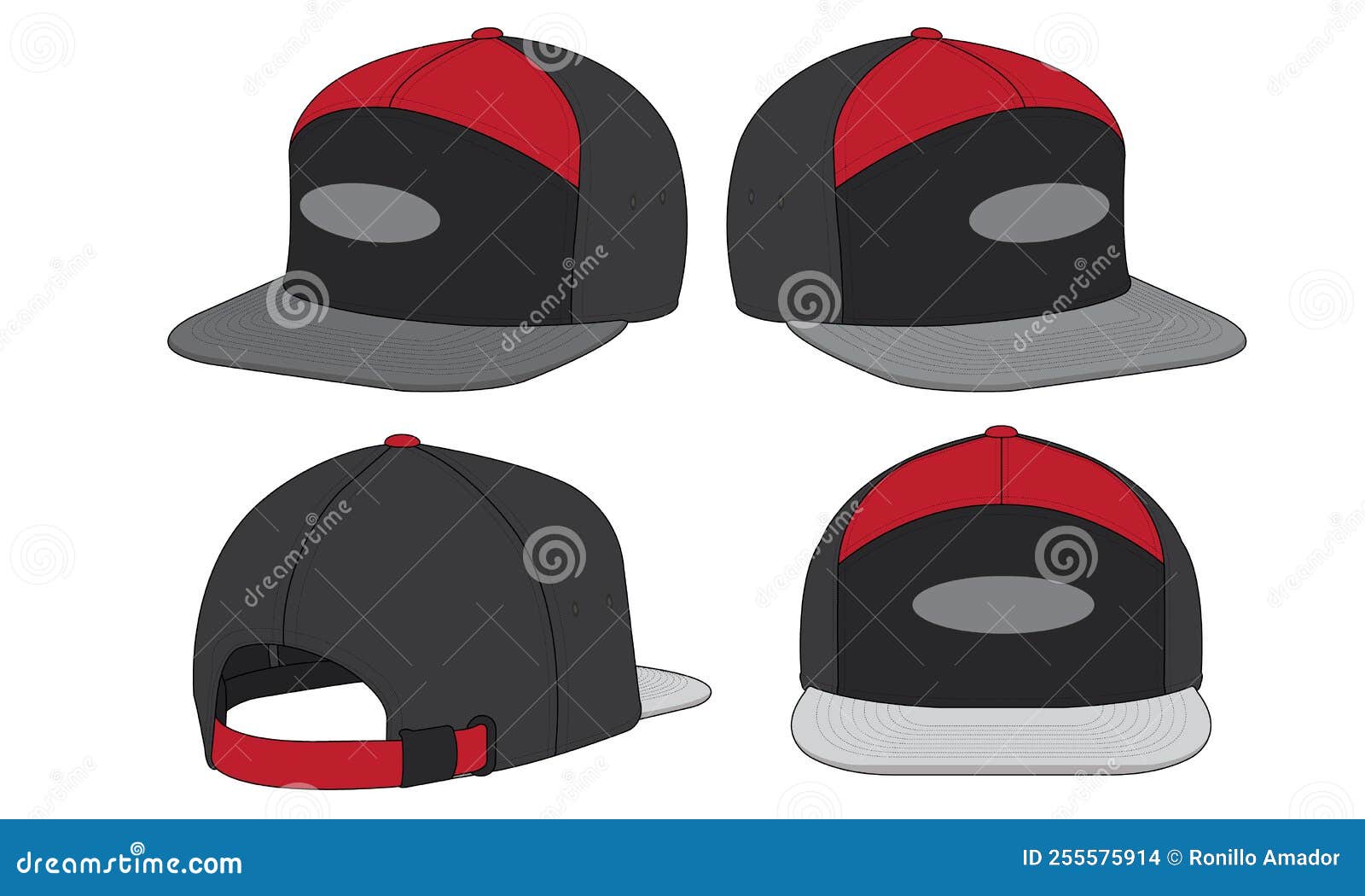 Cap Hat Template Vector Adjustable Fitted Strap Stock Vector ...