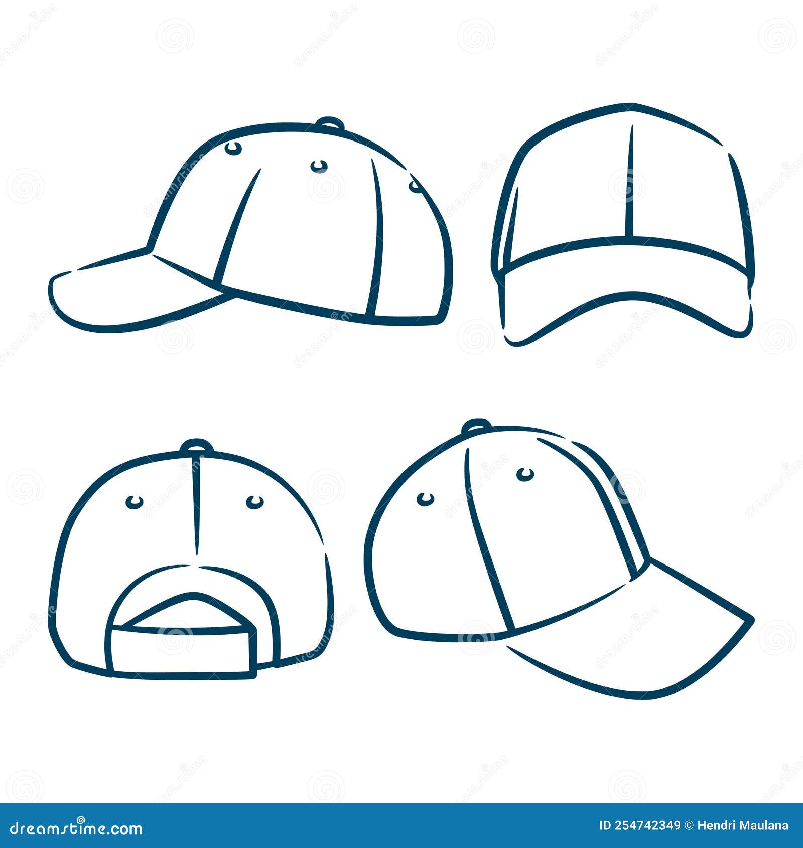 Cap Line Art Vector Collection Design Stock Vector - Illustration of ...