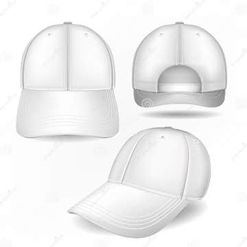 Cap Mockup in Front, Side and Back Views. Vector Template. Fully ...