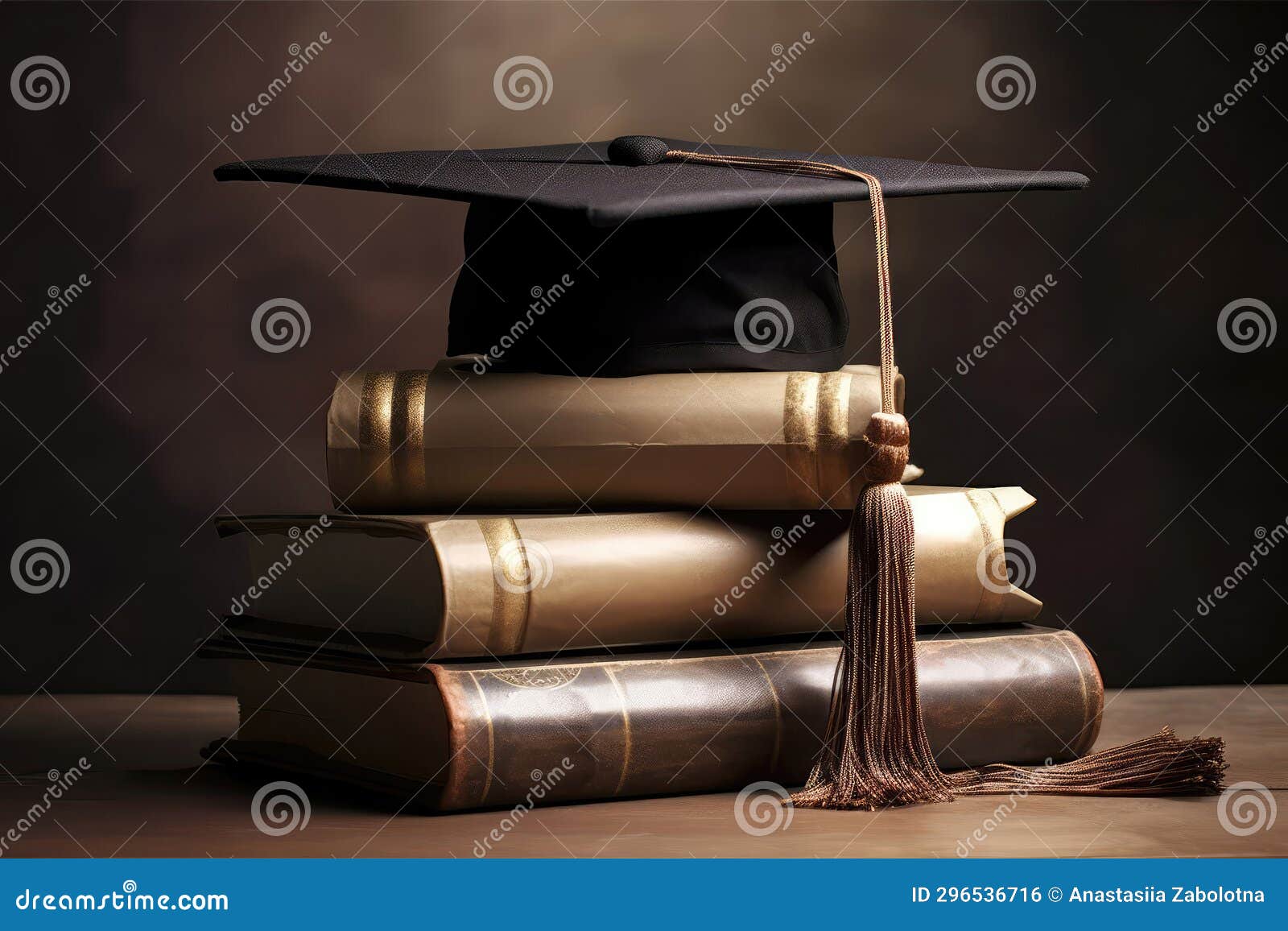 Cap Perched on Stack of Graduation Scrolls. Generative AI Stock ...