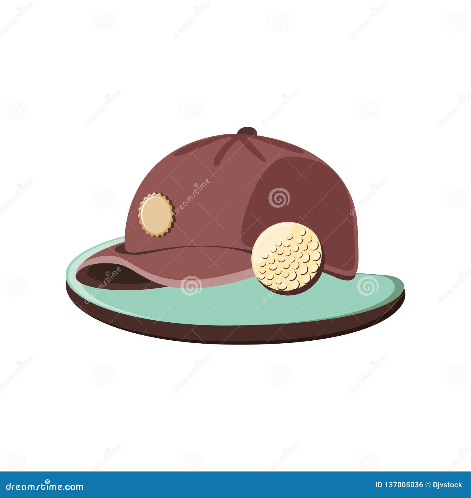 Cap sport with ball golf stock vector. Illustration of style - 137005036