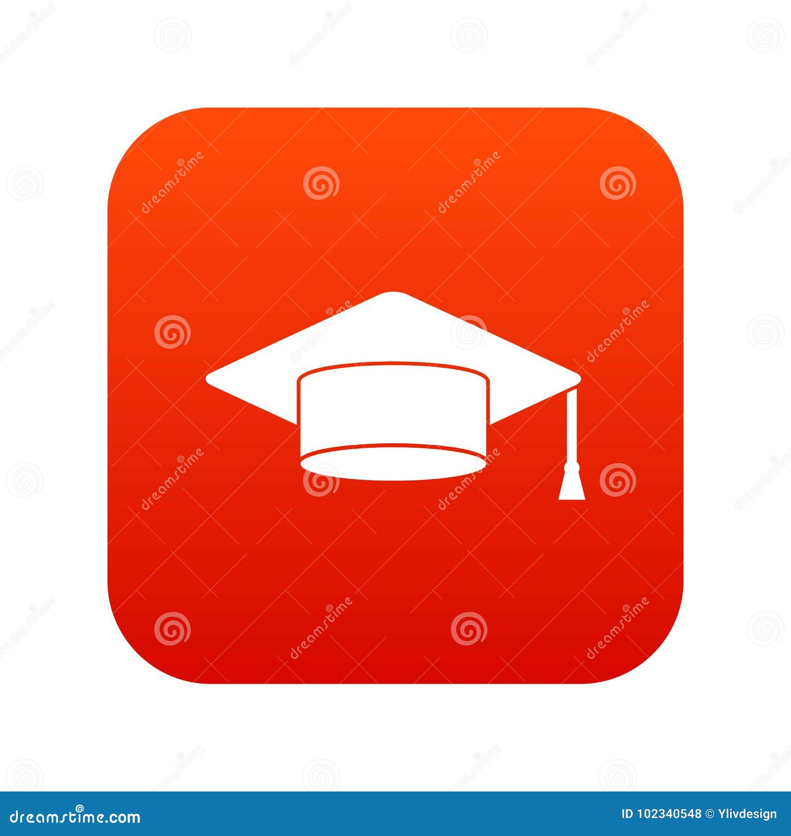 Cap Student Icon Digital Red Stock Vector - Illustration of graduation ...