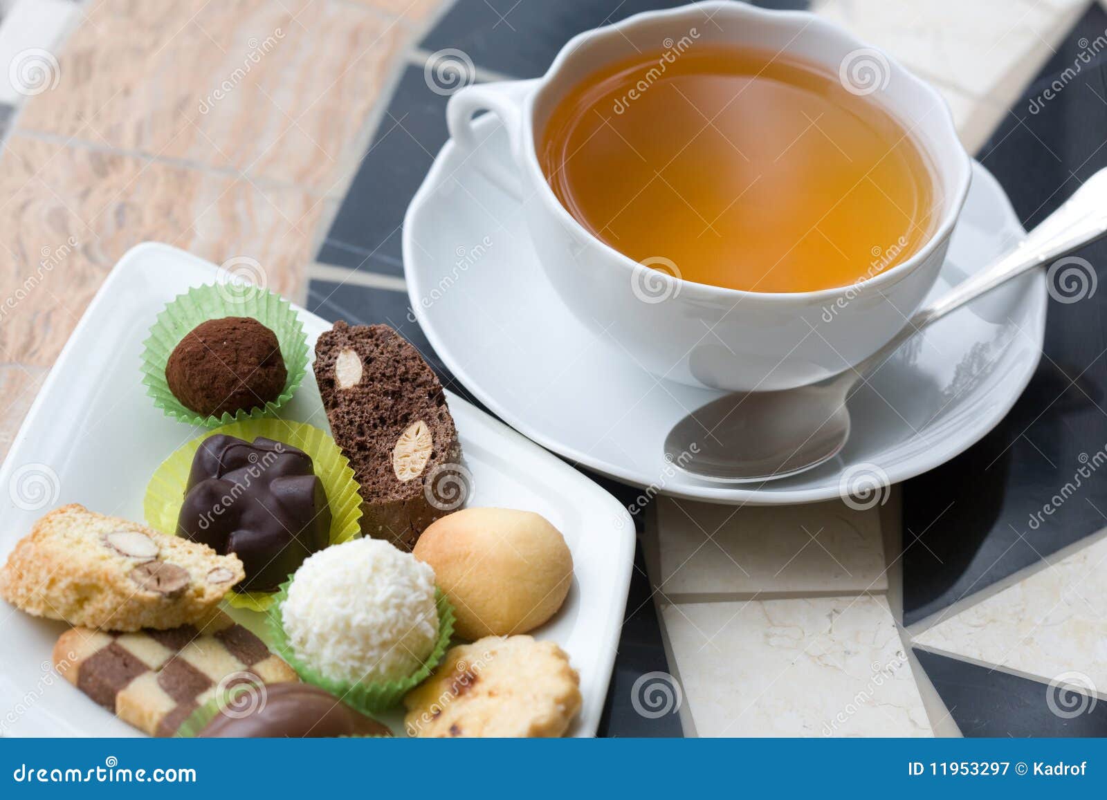 Cap of Tea and Sweets Plate Stock Image - Image of cholesterol, cafe ...