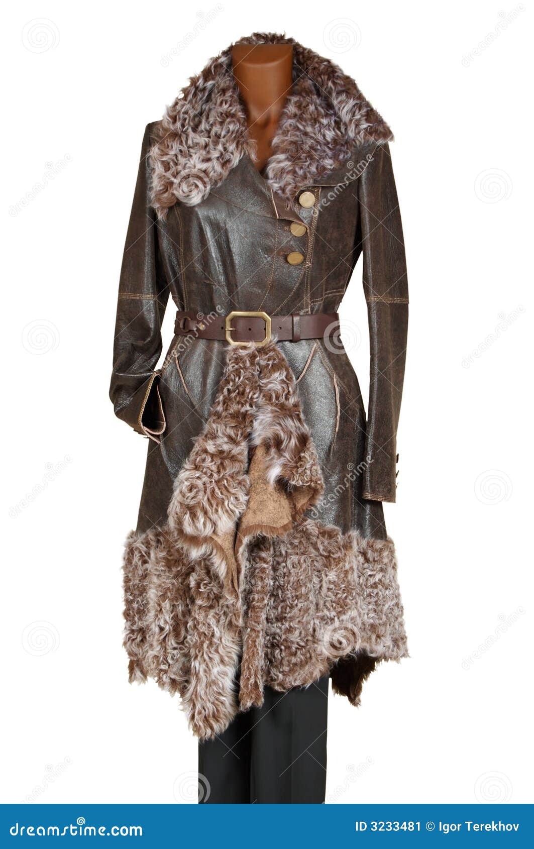 Capa de cuero con la piel imagen de archivo. Imagen de invernal - 3233481