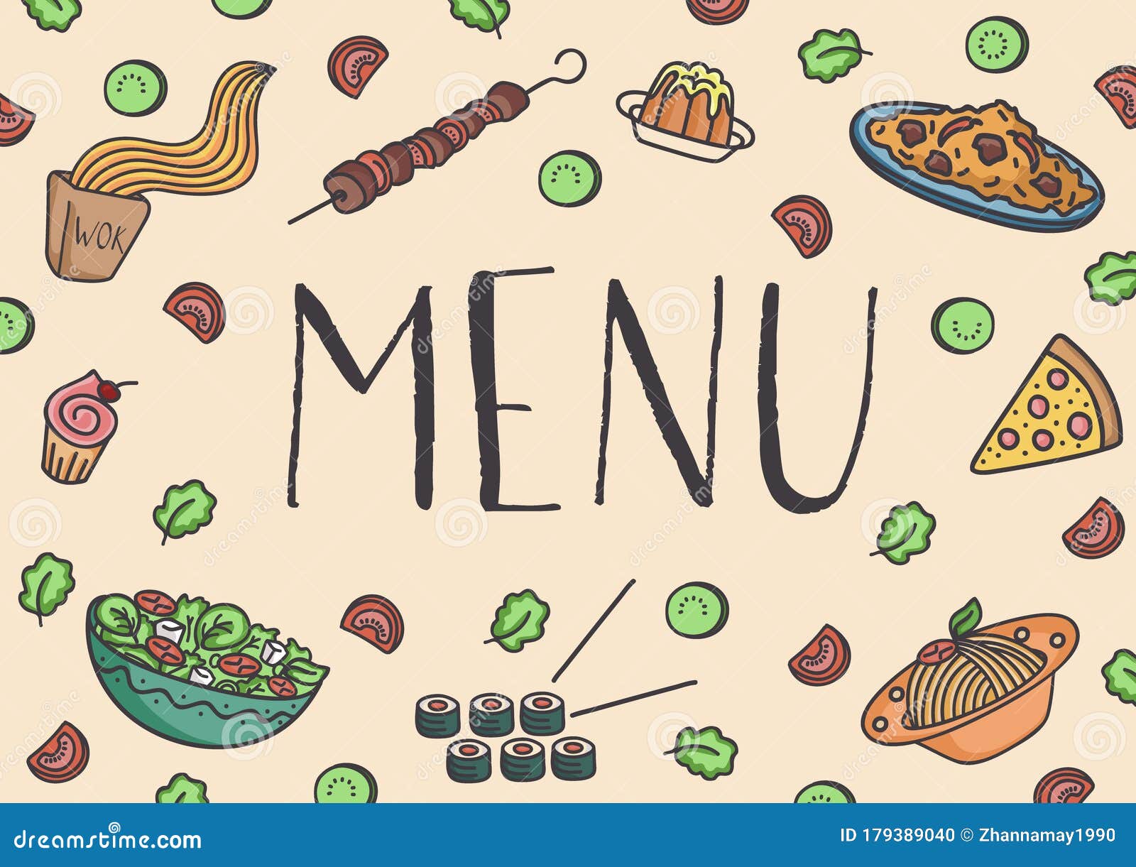 Capa do menu ilustração do vetor. Ilustração de arte - 179389040